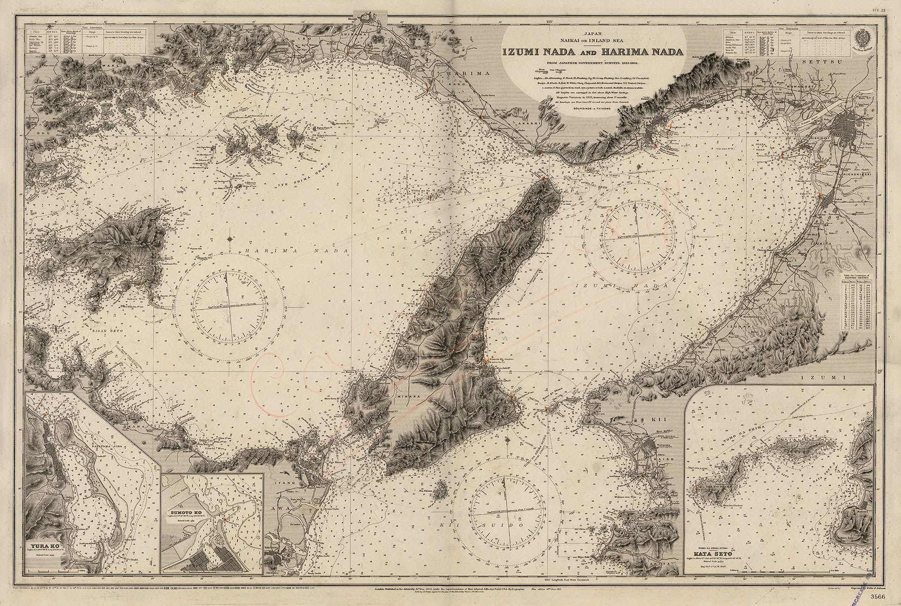 British Admiralty, Japan. Naikai or Inland Sea. Izumi Nada and Harima ...