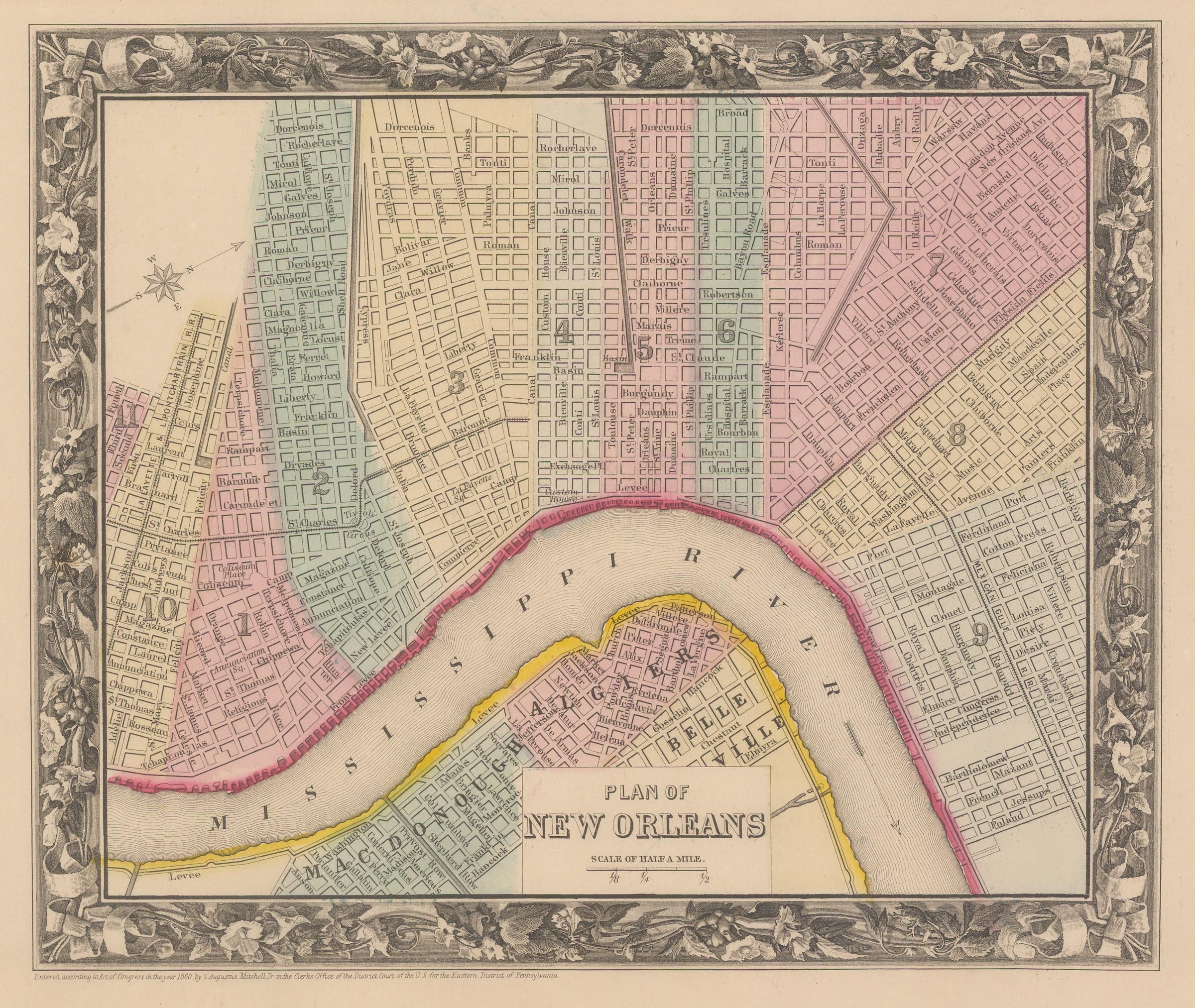 Samuel Augustus Mitchell, Plan of New Orleans, 1860 | The Map House