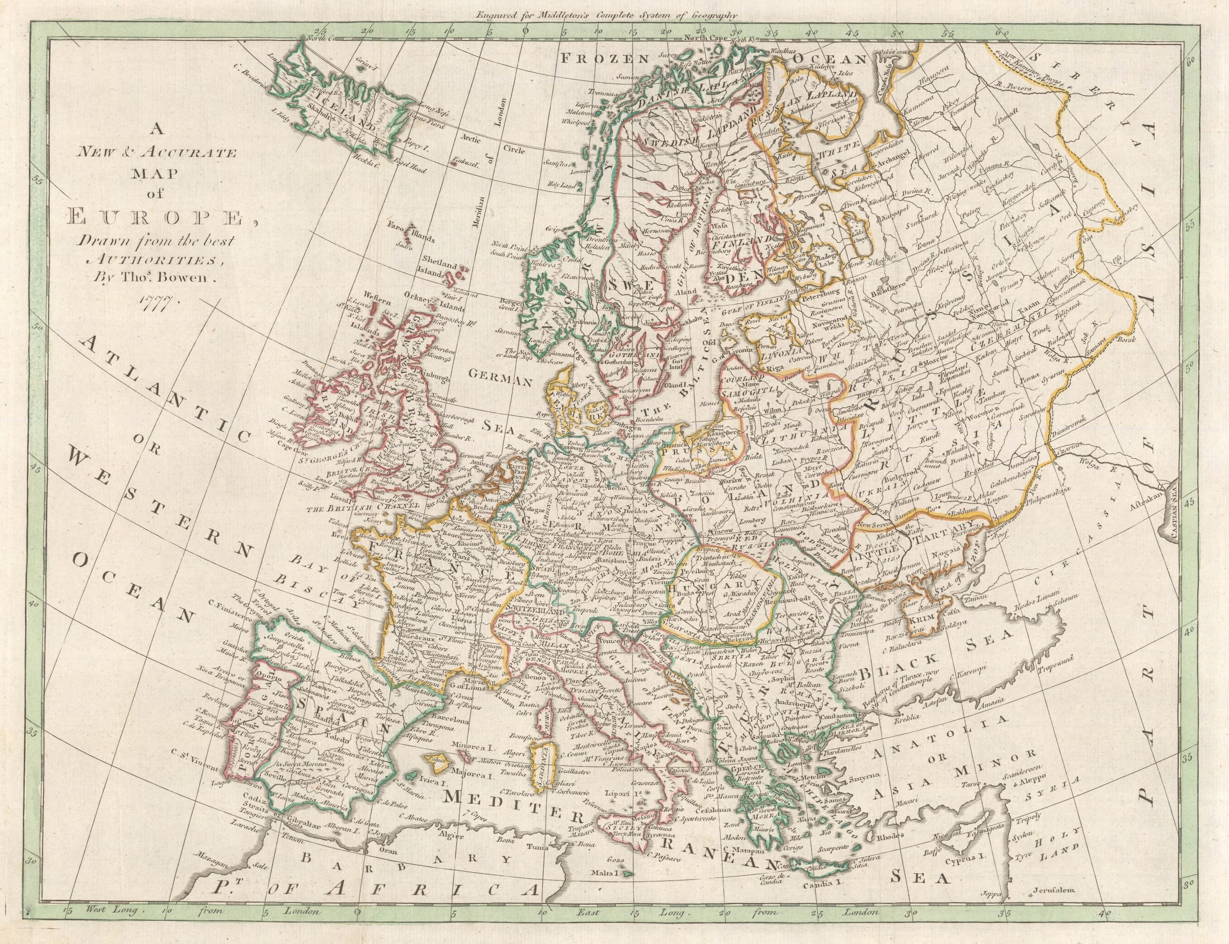 Thomas Bowen, 'Age of Reason' map of Europe, 1777 | The Map House