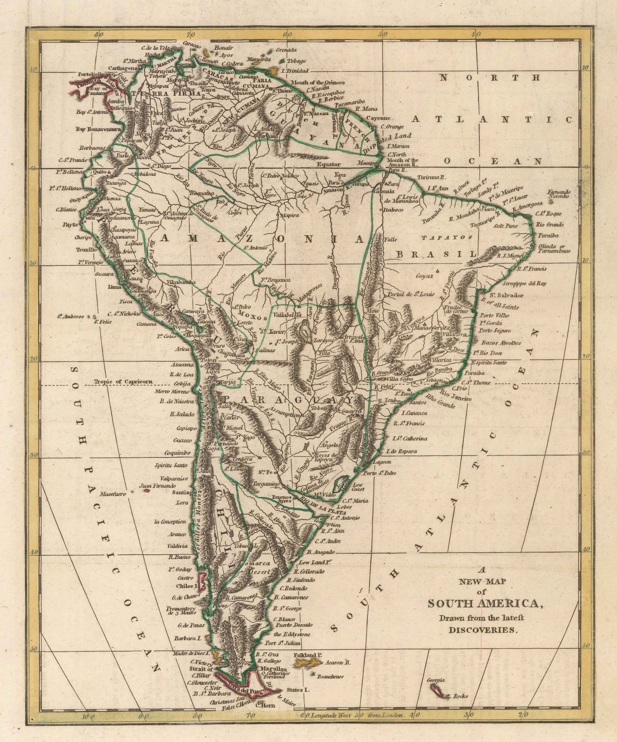 George Cooke, A New Map of South America, 1810 | The Map House