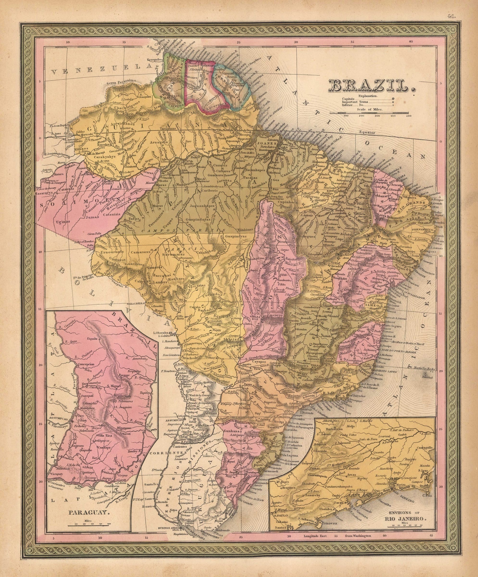 Samuel Augustus Mitchell, Brazil, 1847 c. | The Map House