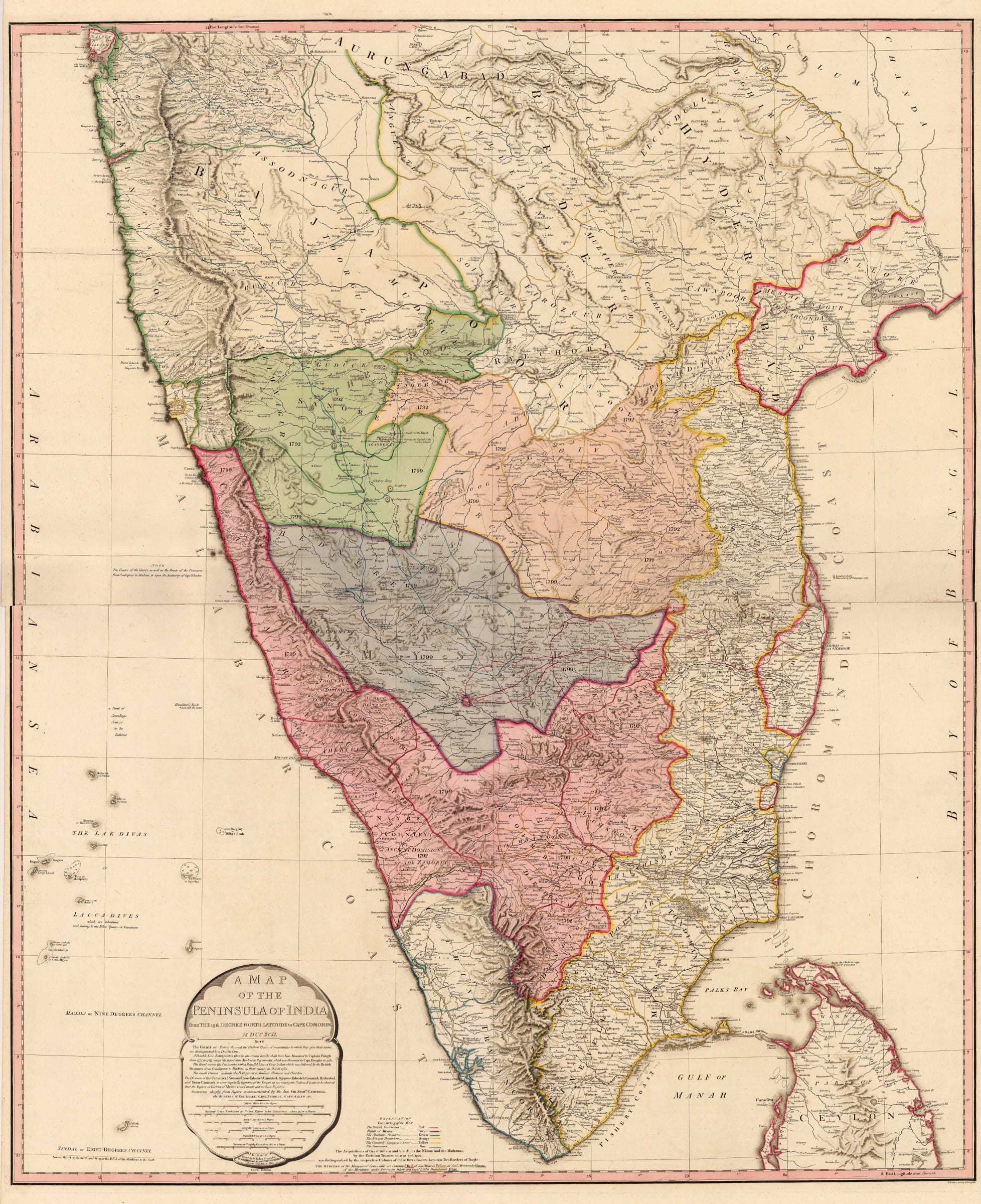 William Faden, A Map of the Peninsula of India, 1800 | The Map House