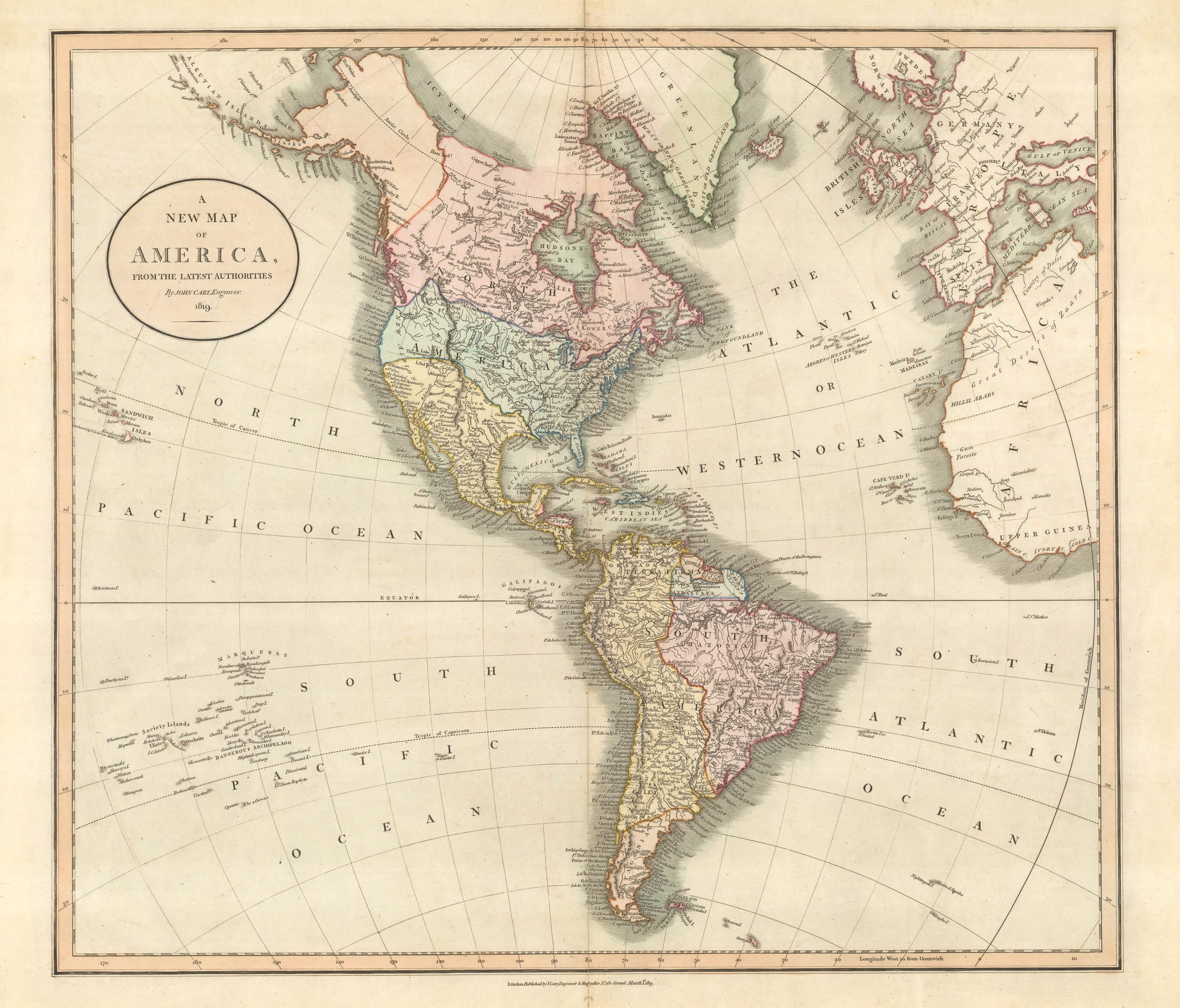 John Cary, A New Map of America, 1819 | The Map House