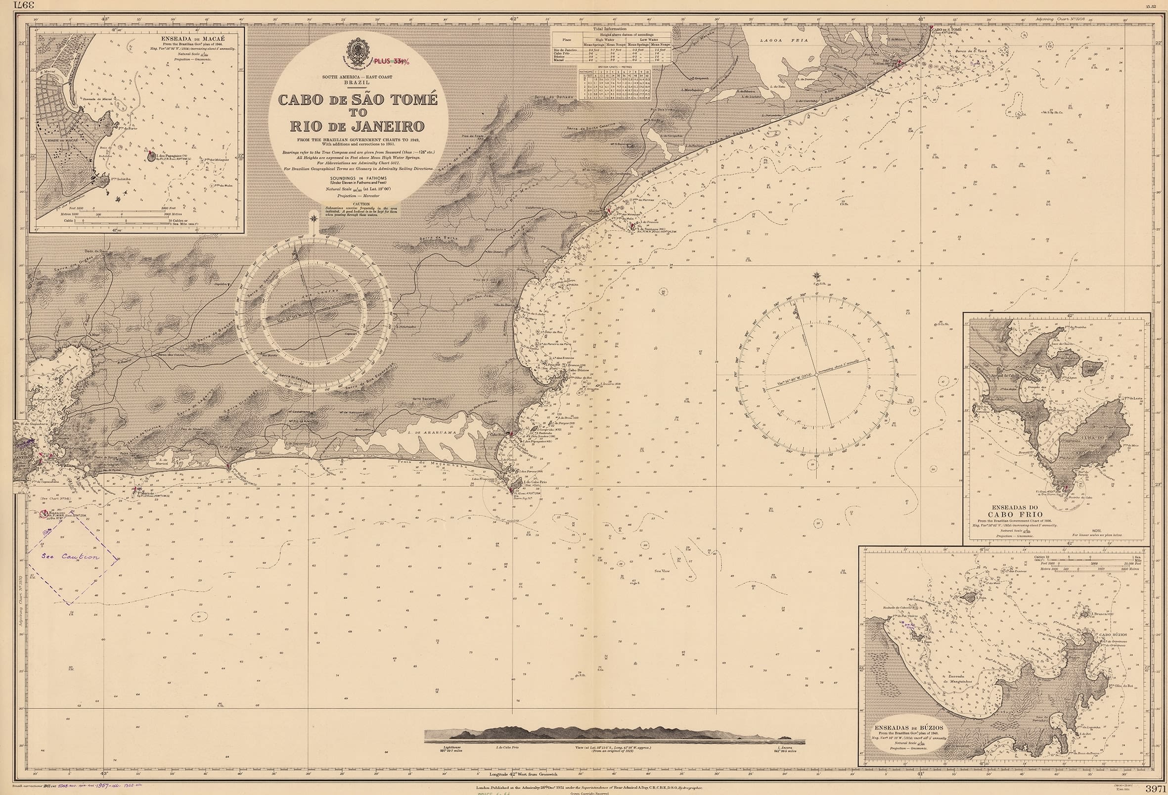 British Admiralty, Chart of the Brazilian coast from Rio de Janeiro to ...