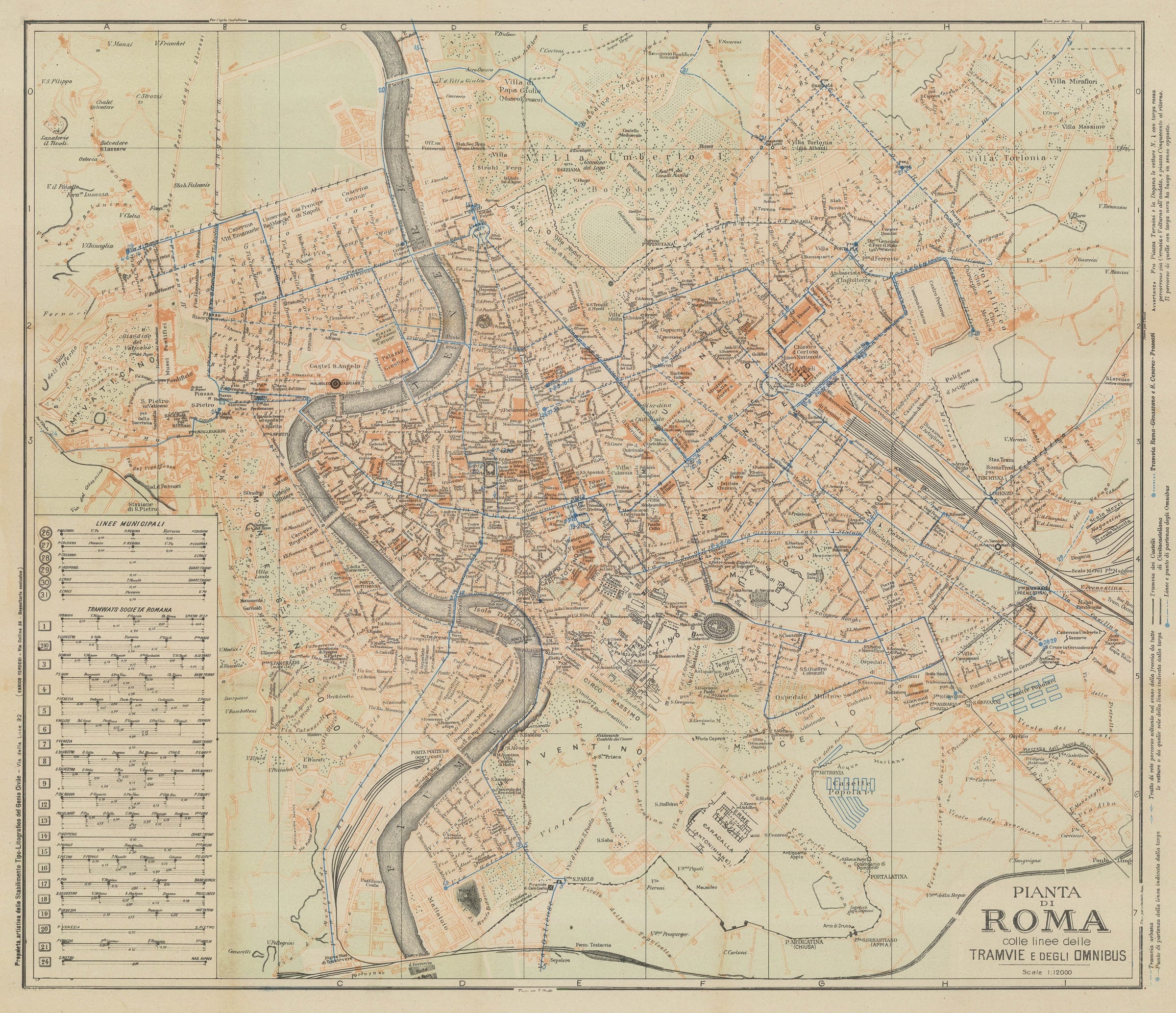 Enrico Verdesi, City plan of Rome, 1910 c. | The Map House