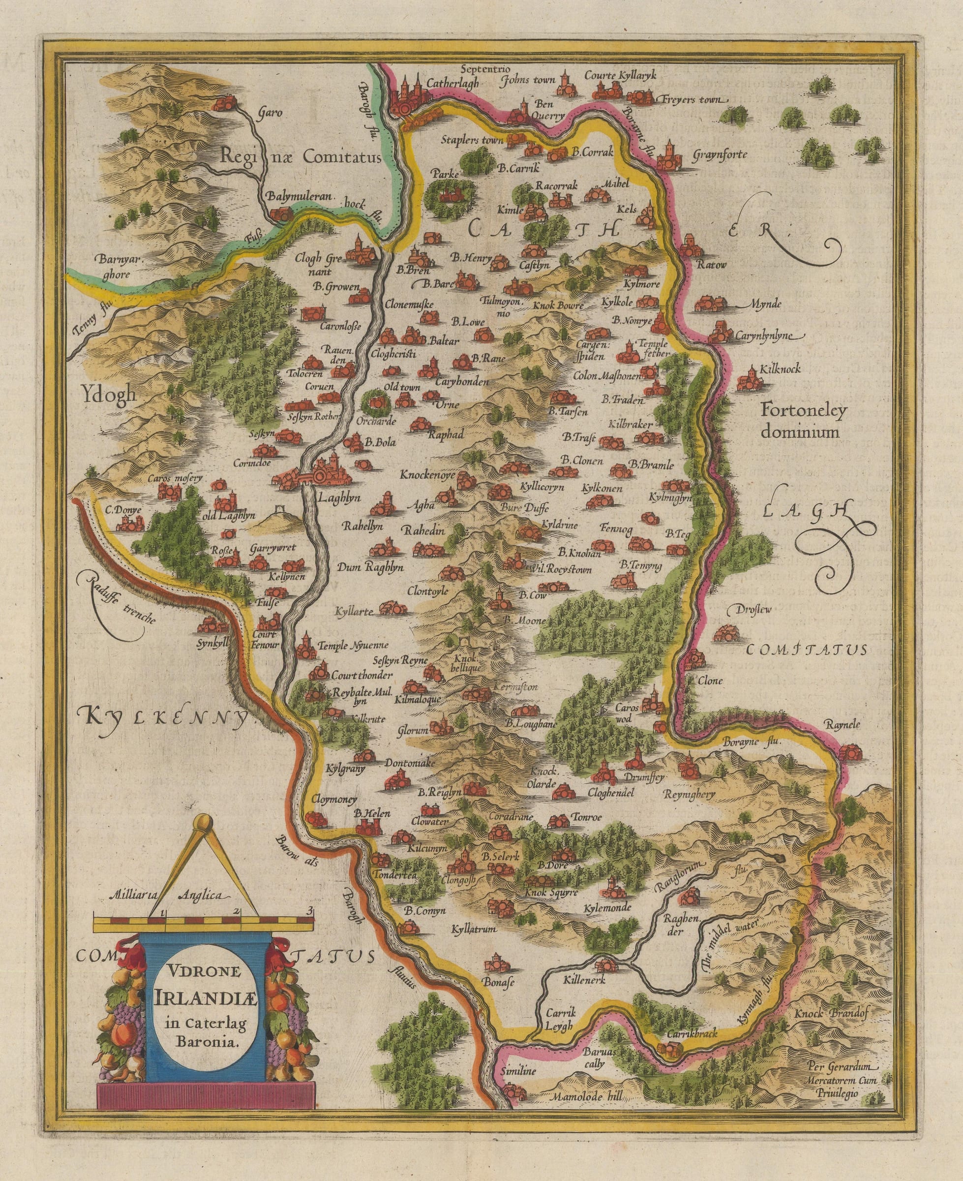 Mercator Hondius, Historic barony of Idrone, County Carlow, 1636 | The ...