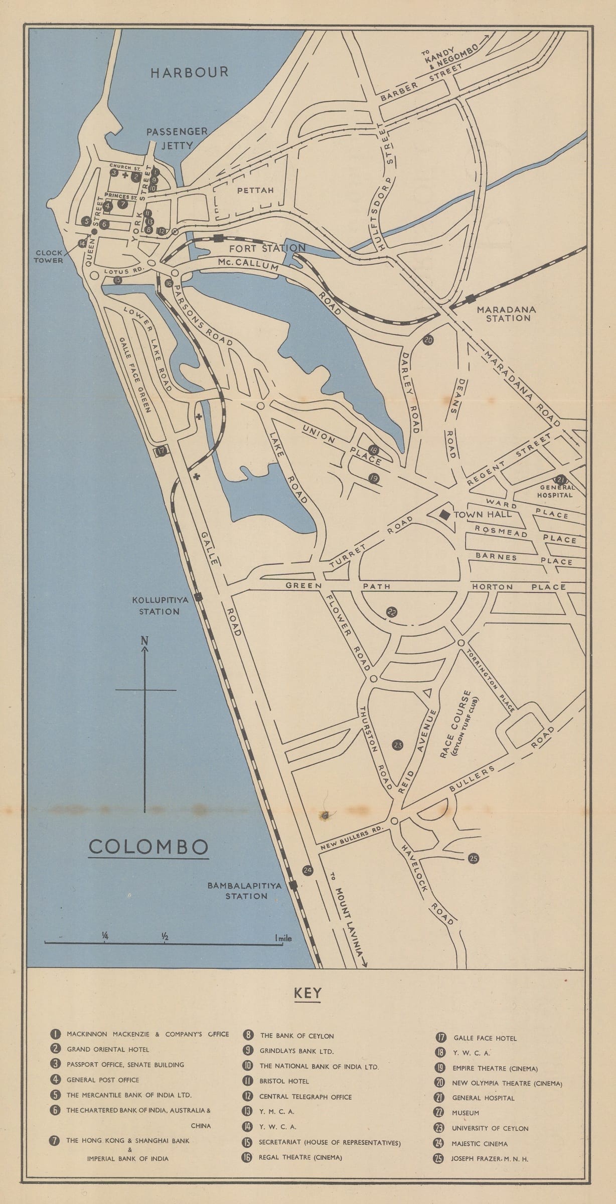 Edward Stanford, P&O Ports of Call - Colombo, 1930 (c.) | The Map House