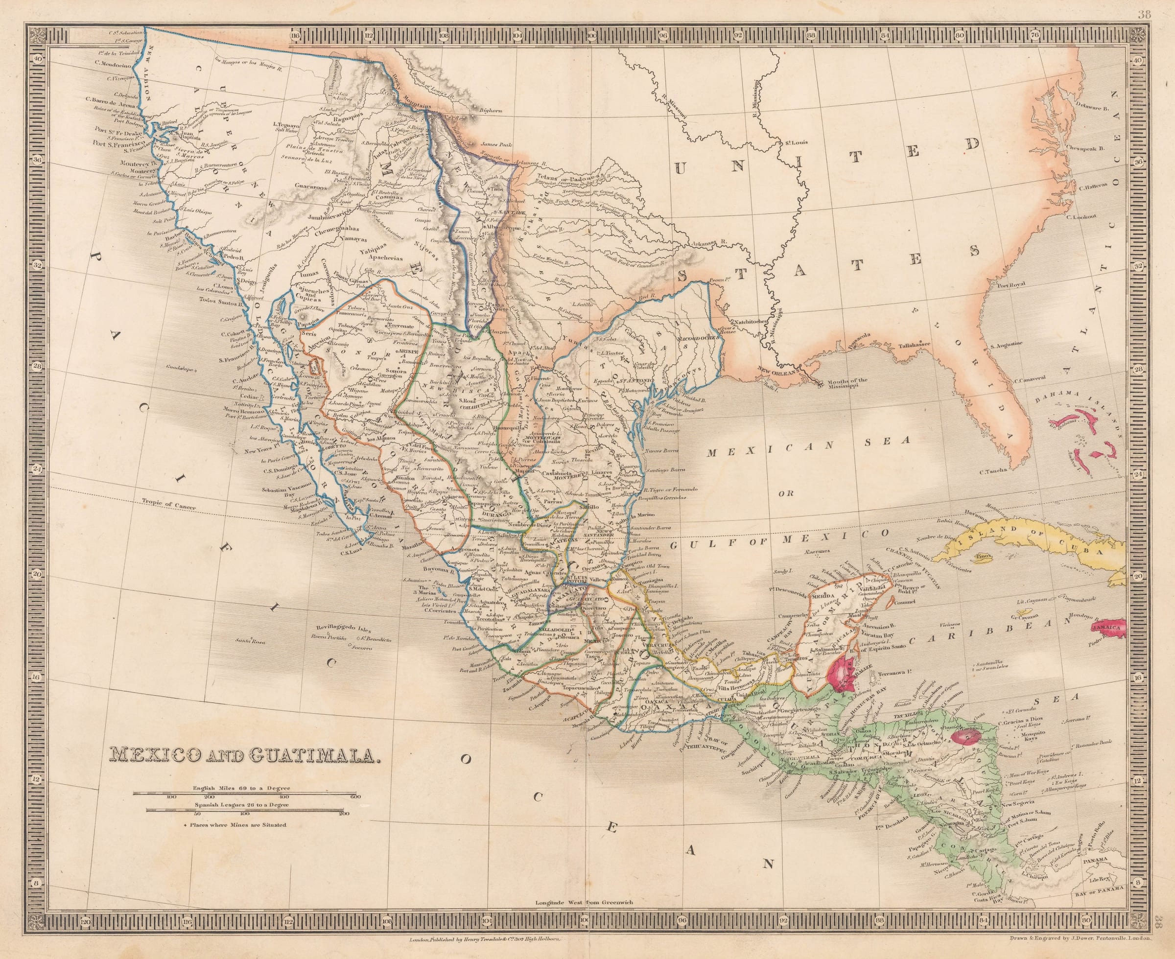 Henry Teesdale, Southwestern USA and Mexico, 1835 c. | The Map House