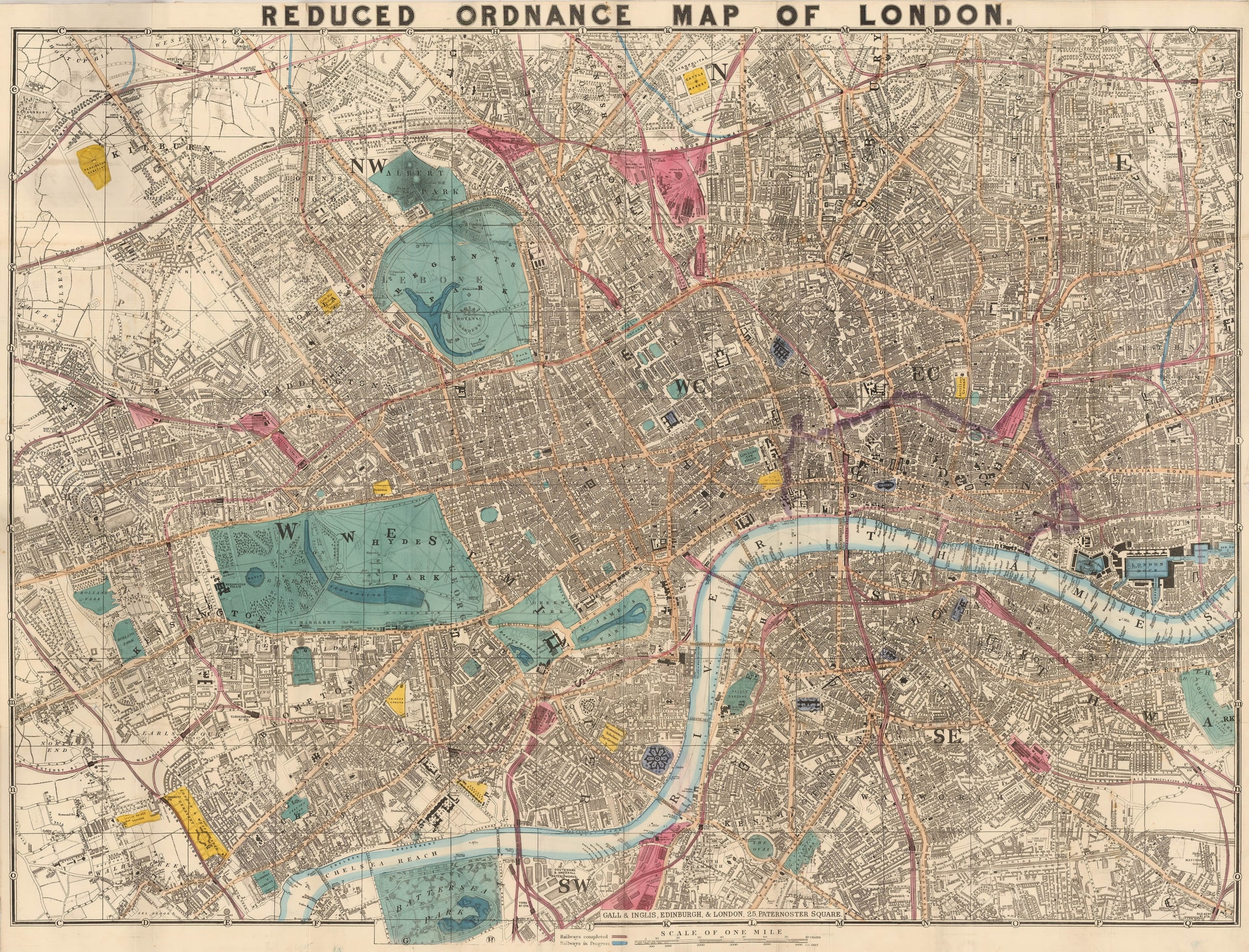Gall & Inglis, Reduced Ordnance Map of London, 1880 c. | The Map House