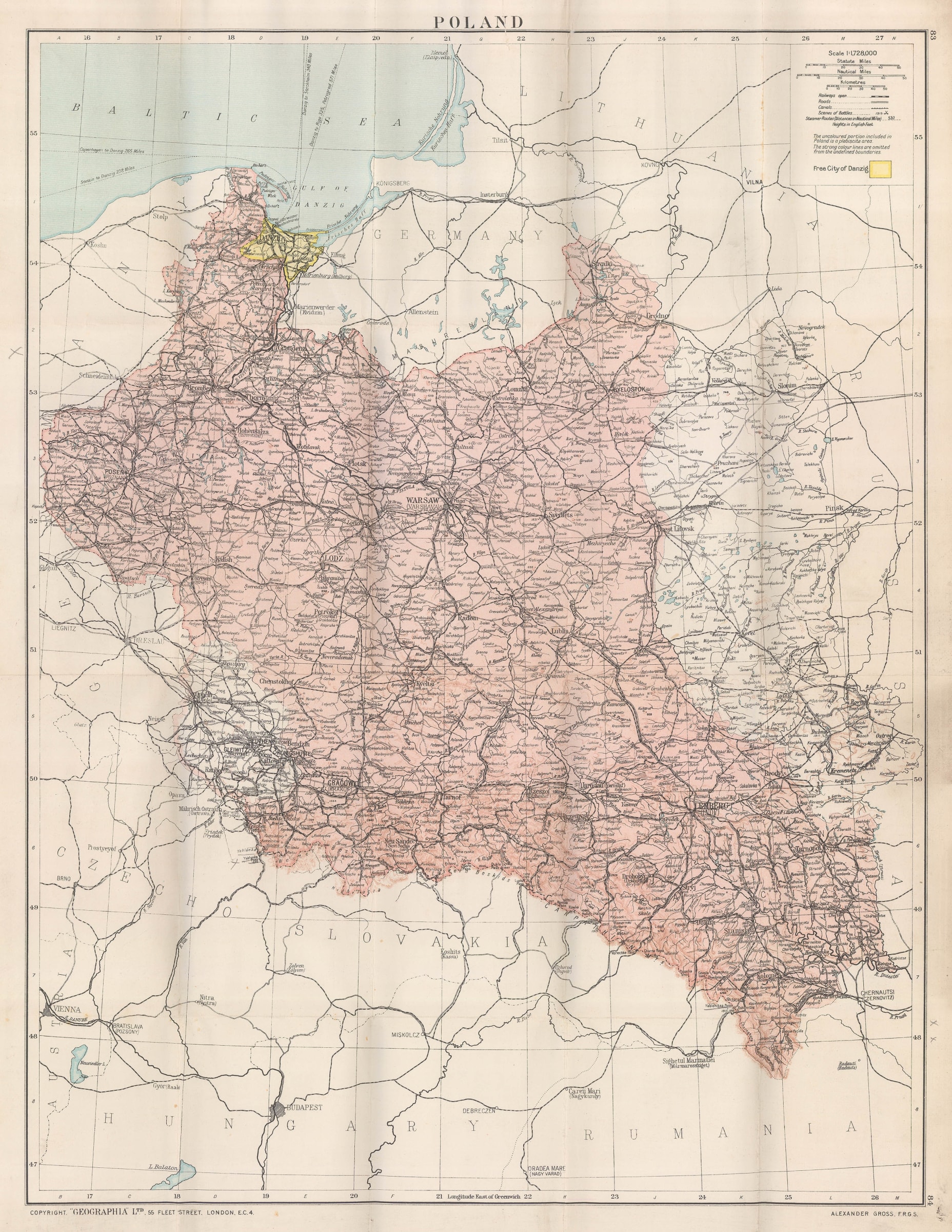 Alexander Gross, New Map of Poland, 1921 c | The Map House