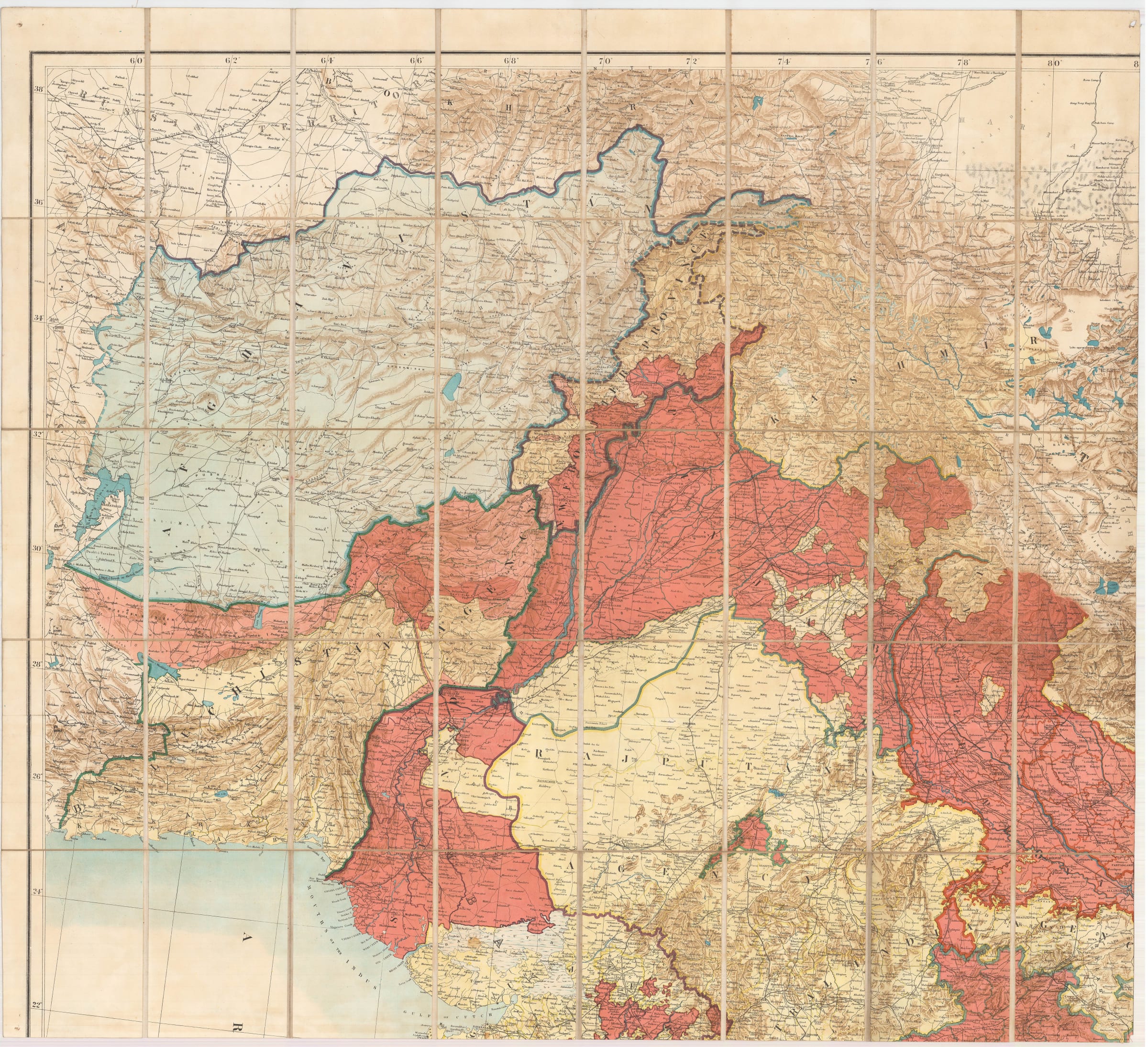 Survey of India, India and Adjacent Countries, 1908 | The Map House