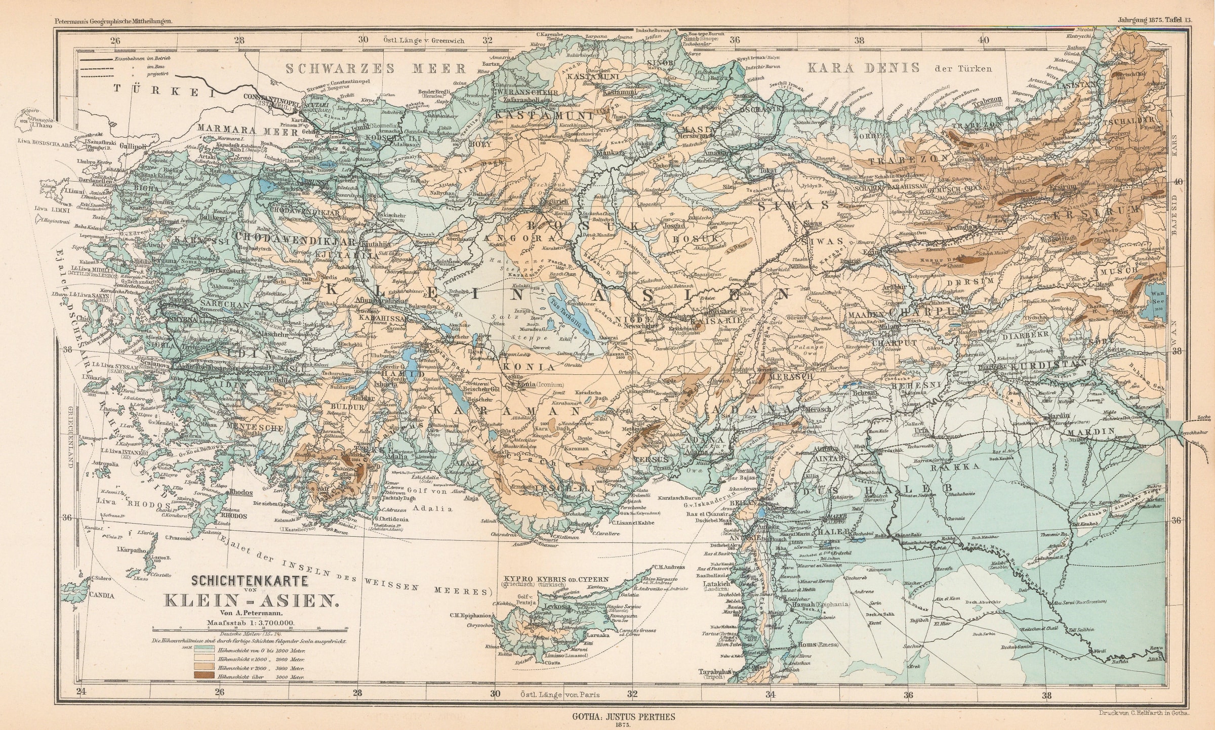 Justus Perthes, Asia Minor, 1875 | The Map House