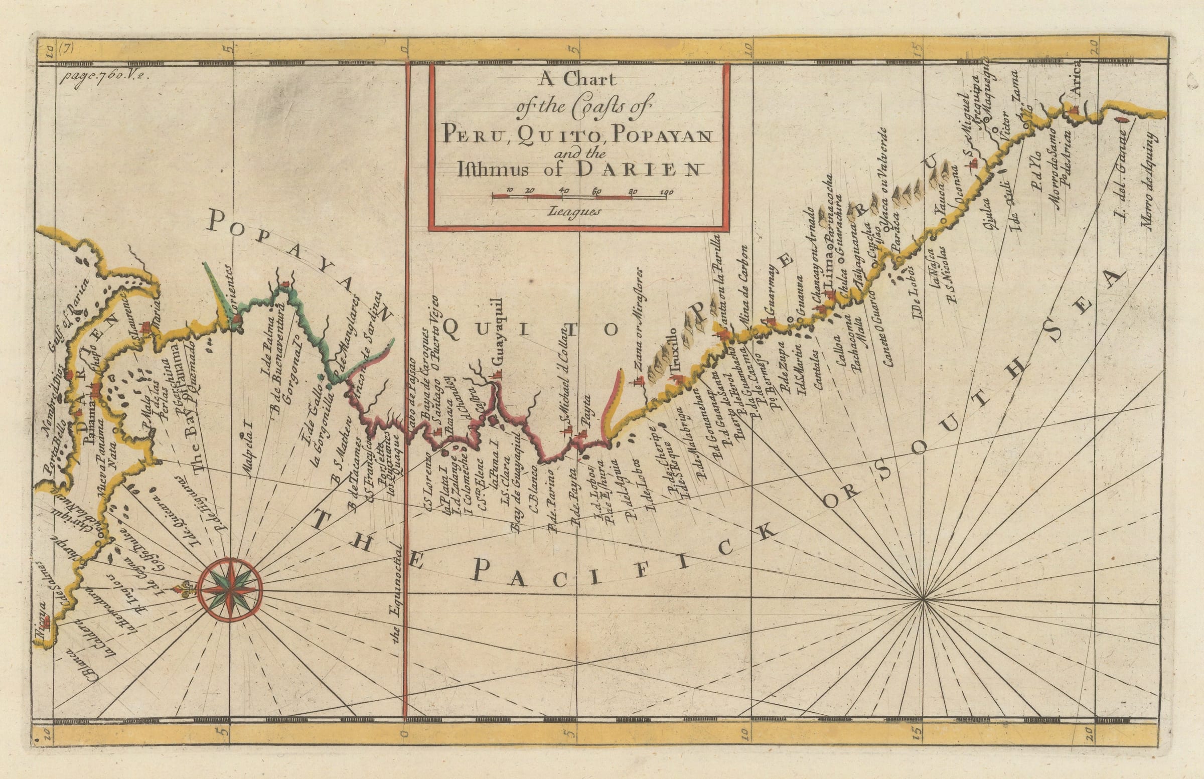 Herman Moll, A Chart of the Coasts of Peru, Quito, Popayan and the ...