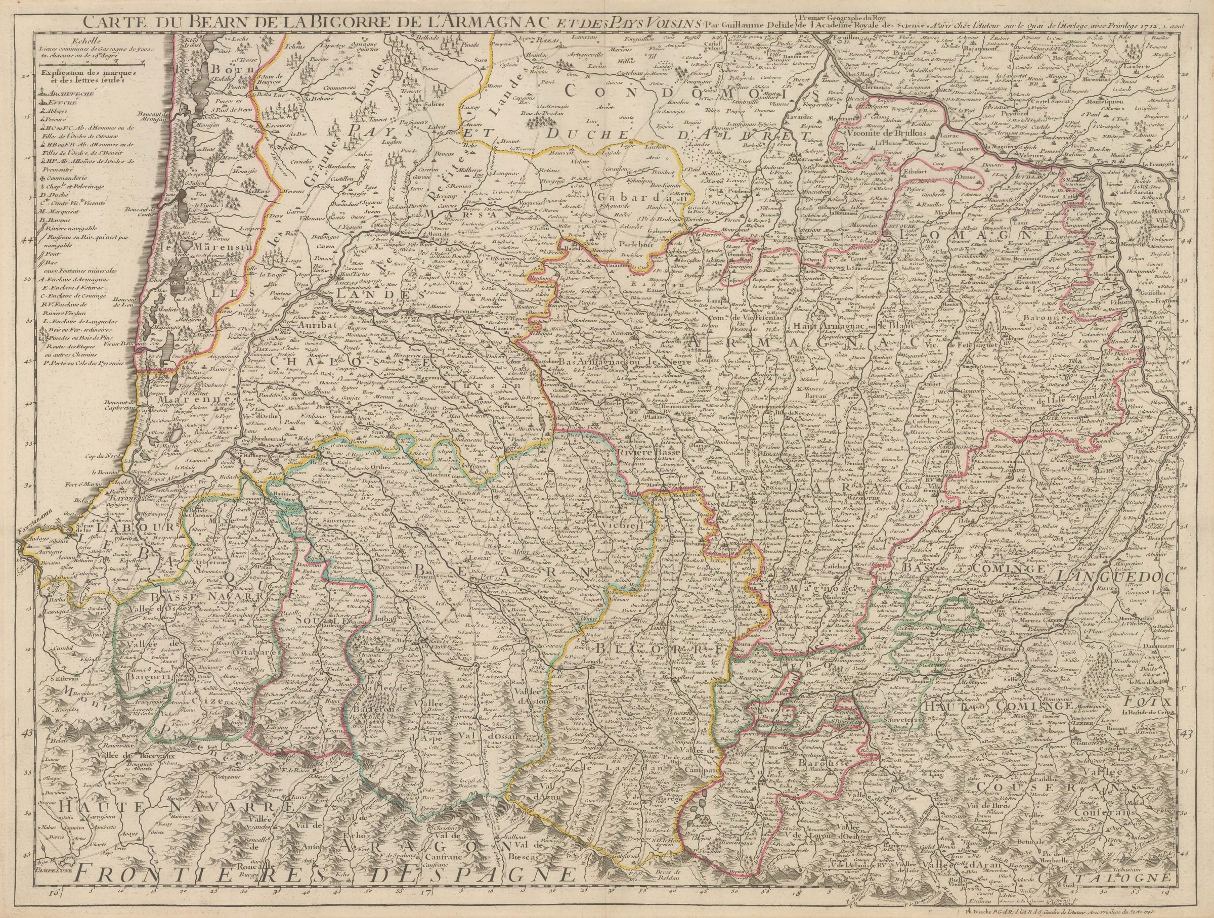 Philippe Buache, Armagnac, 1745 | The Map House