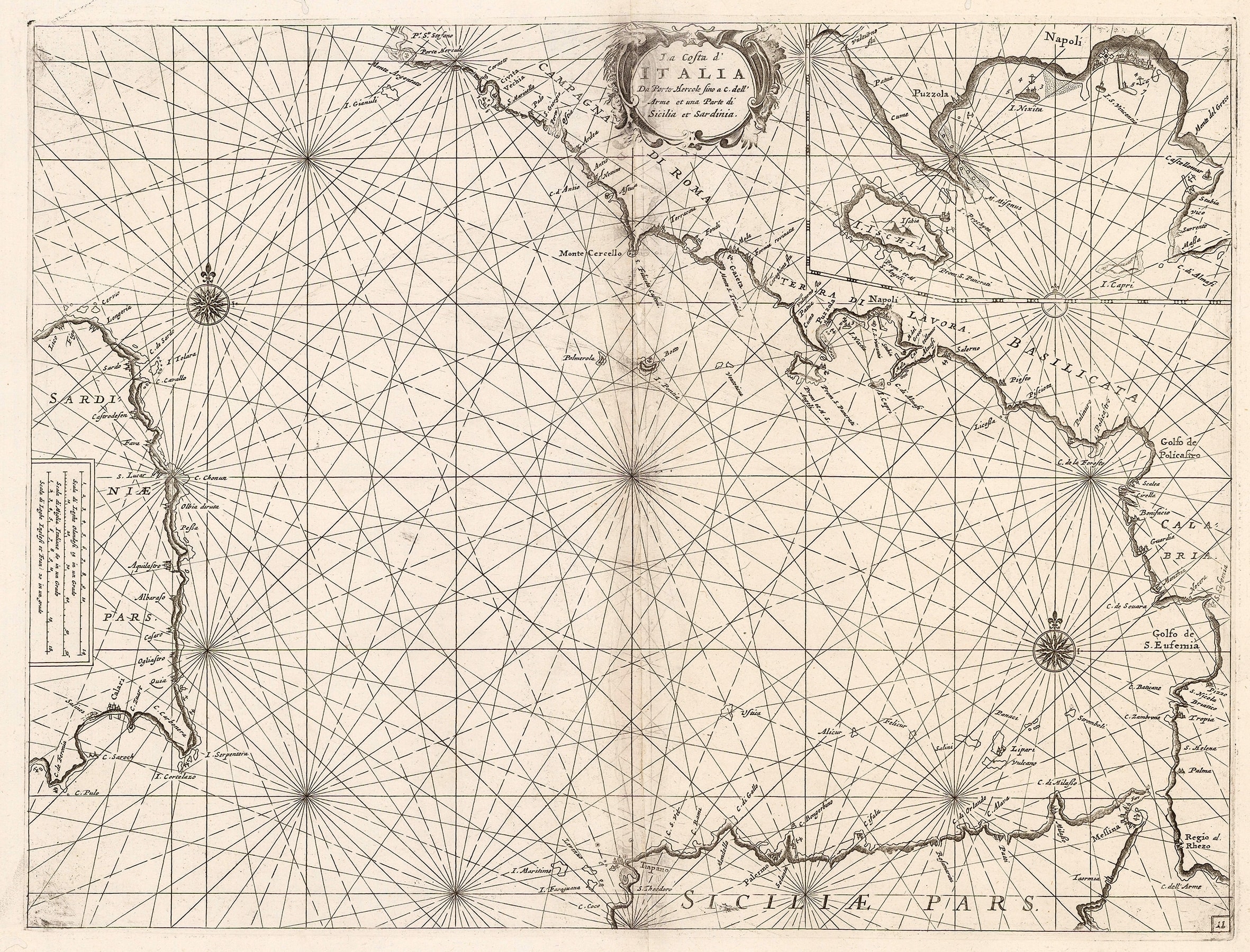 Vincenzo Coronelli, Chart of the western coast of Italy, 1696 | The Map ...