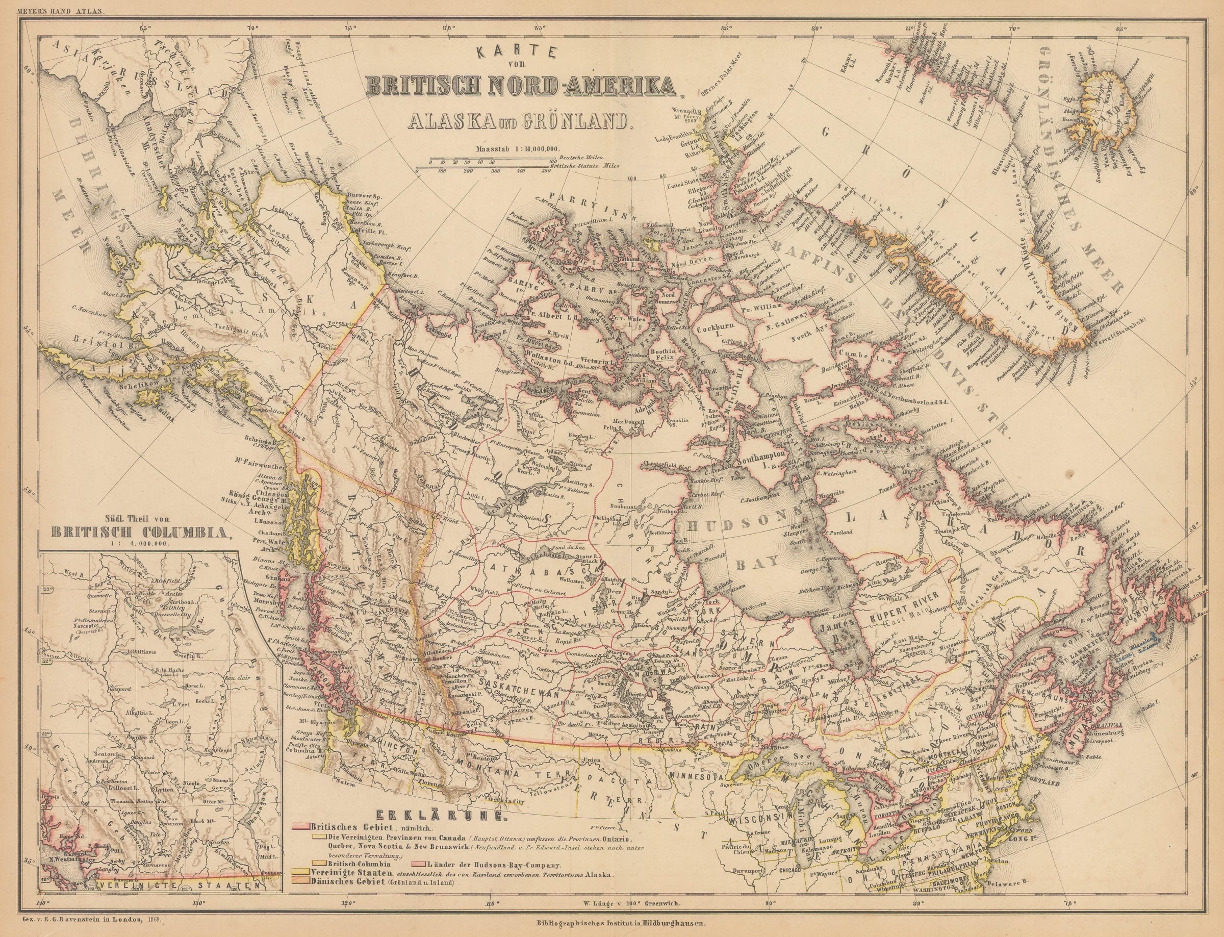 Joseph Meyer, Canada, Alaska and Greenland, 1855 c. | The Map House