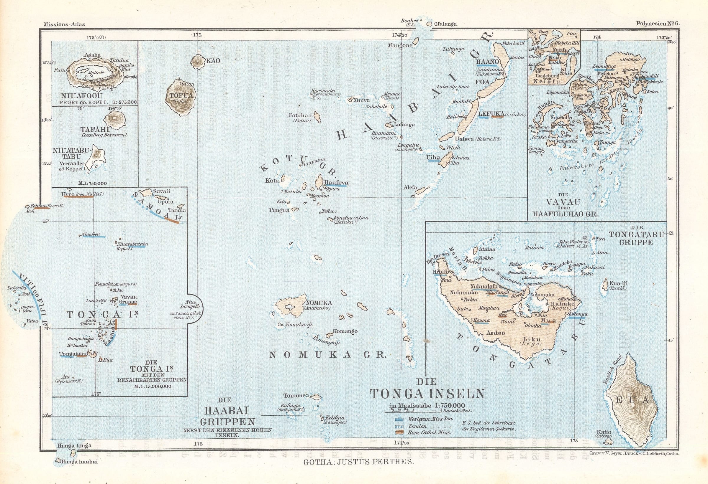 Justus Perthes, Islands of the Kingdom of Tonga, 1869 | The Map House