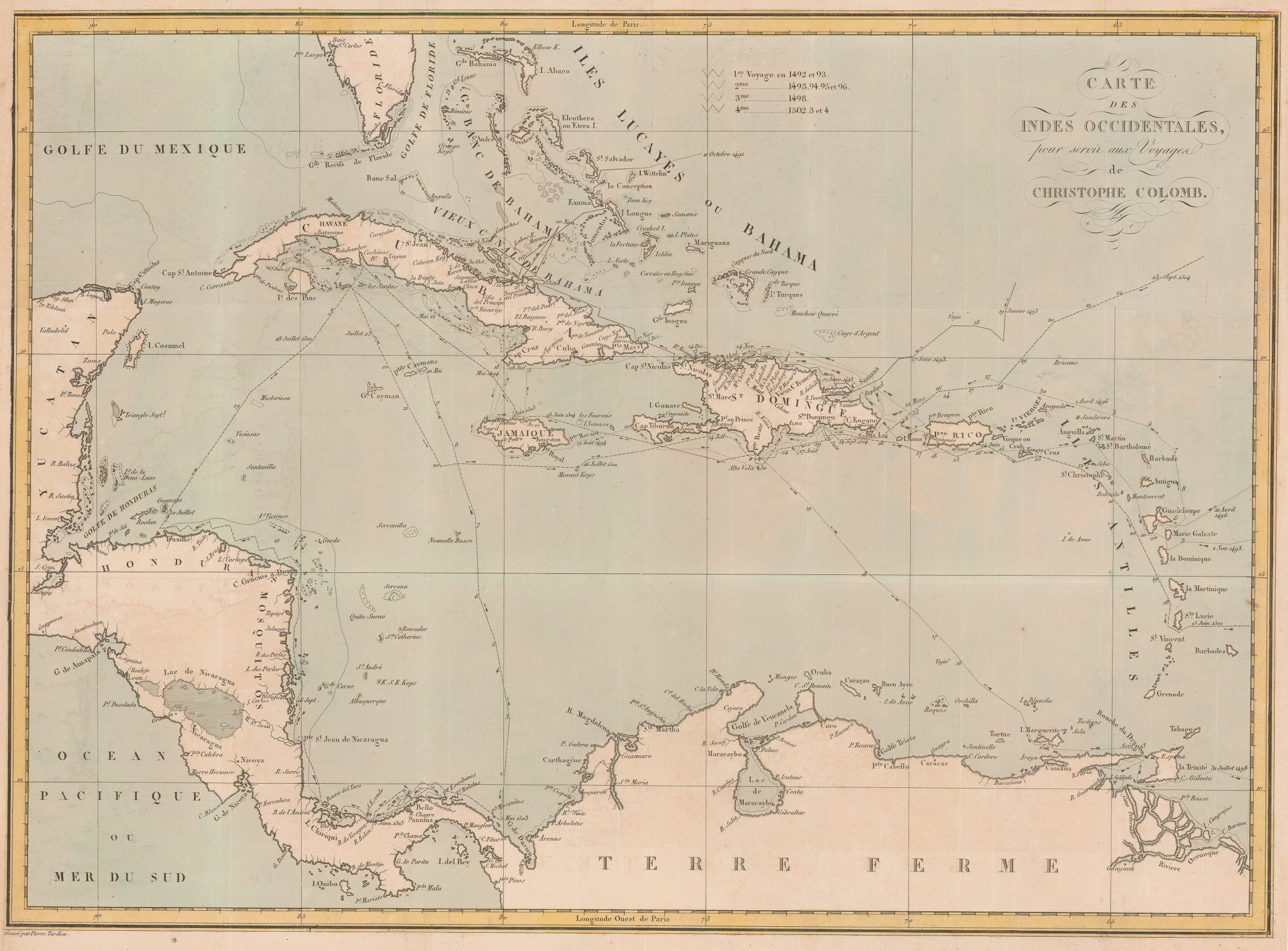 Pierre Tardieu, The Voyages of Christopher Columbus, 1828 | The Map House