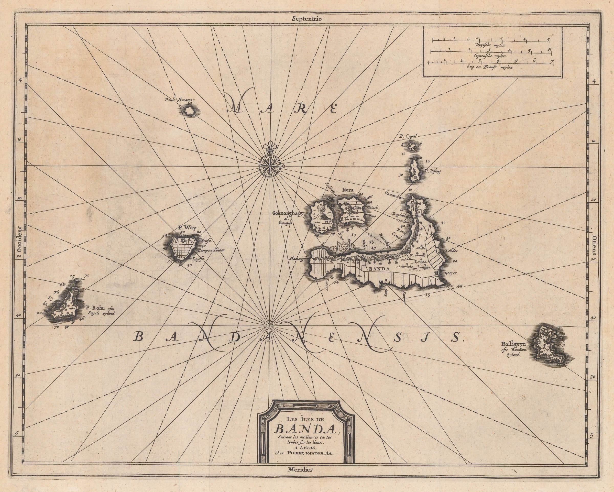Pieter van der Aa, Chart of the Banda Islands, 1714 | The Map House