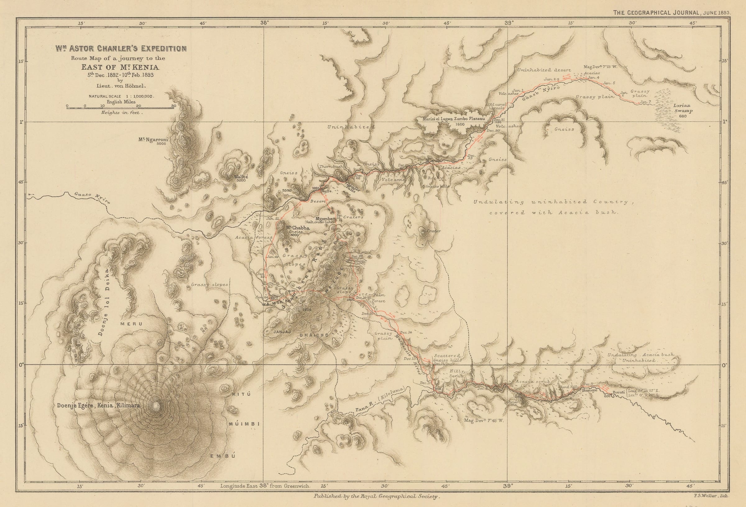 Royal Geographical Society (RGS), Wm. Astor Chanler's Expedition Route ...