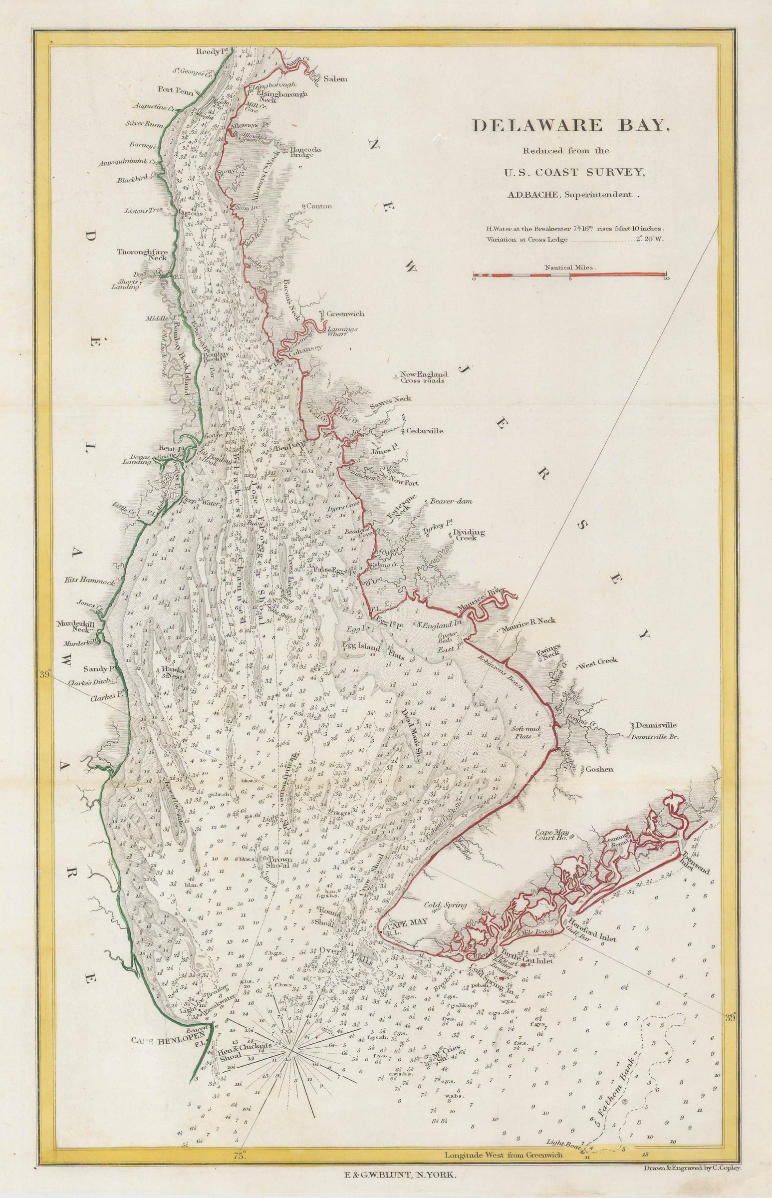 E. & G.W. Blunt, Delaware Bay, 1847 | The Map House