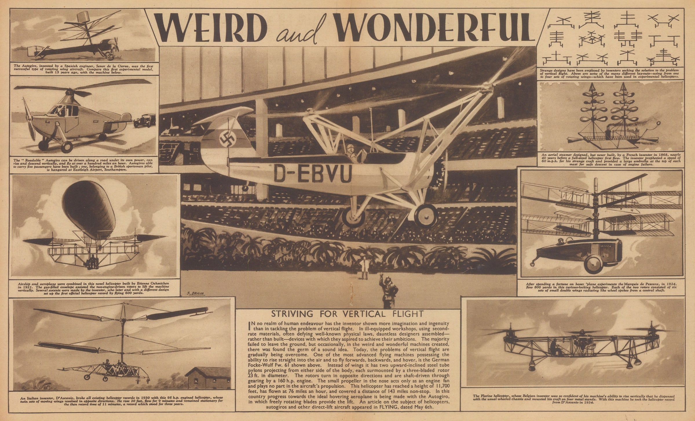 Flying Magazine, Aviation - Helicopters, 1939 | The Map House