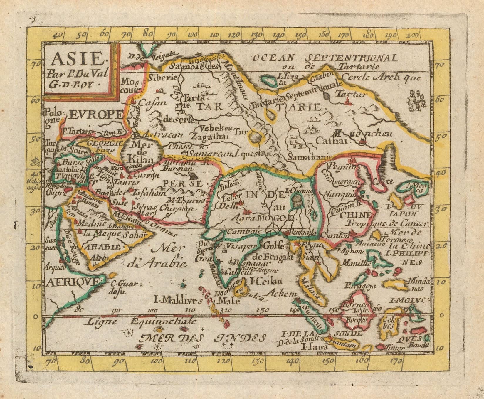 Pierre Duval, Miniature map of Asia, 1680 c. | The Map House