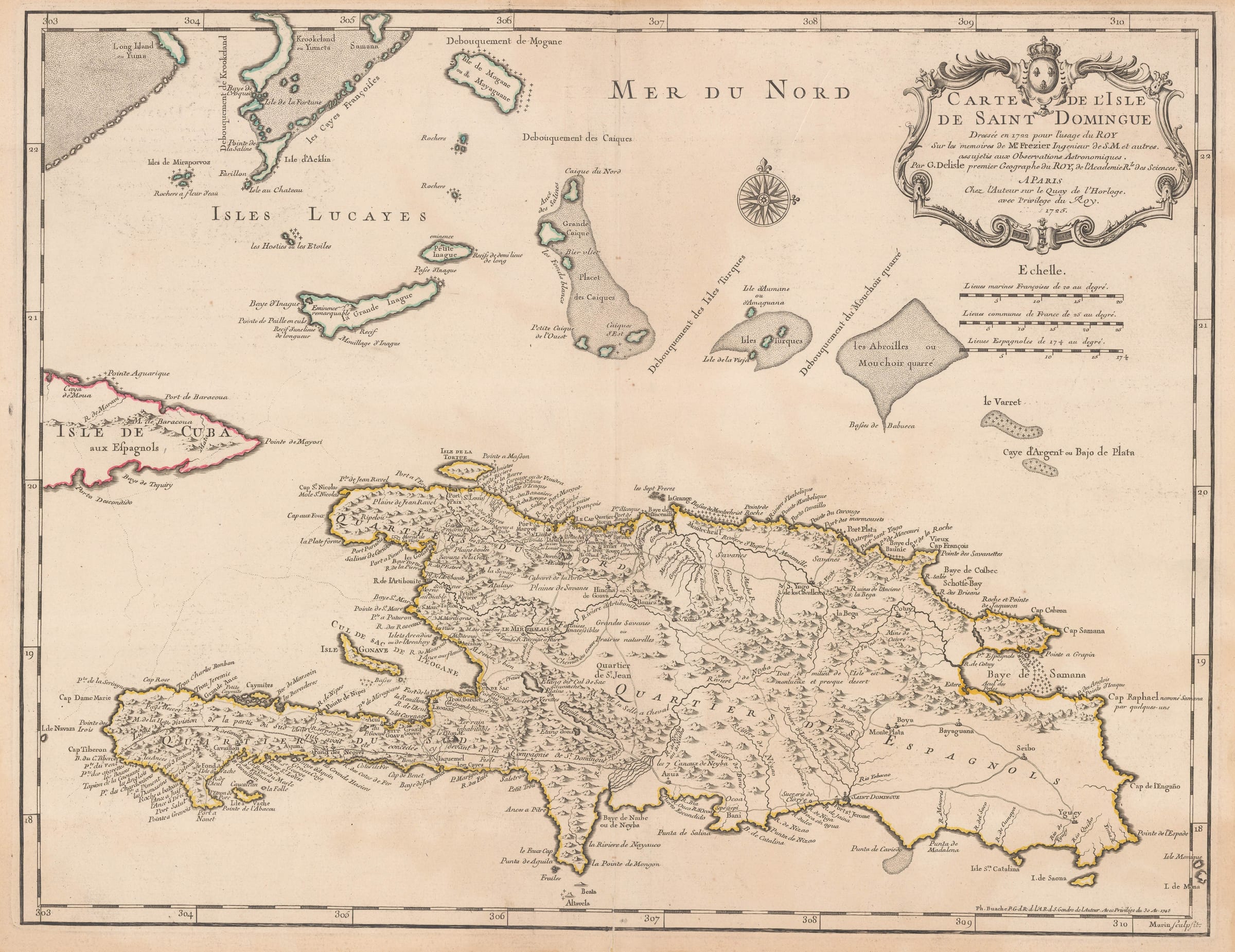 Philippe Buache, Haiti & the Dominican Republic, 1745 | The Map House