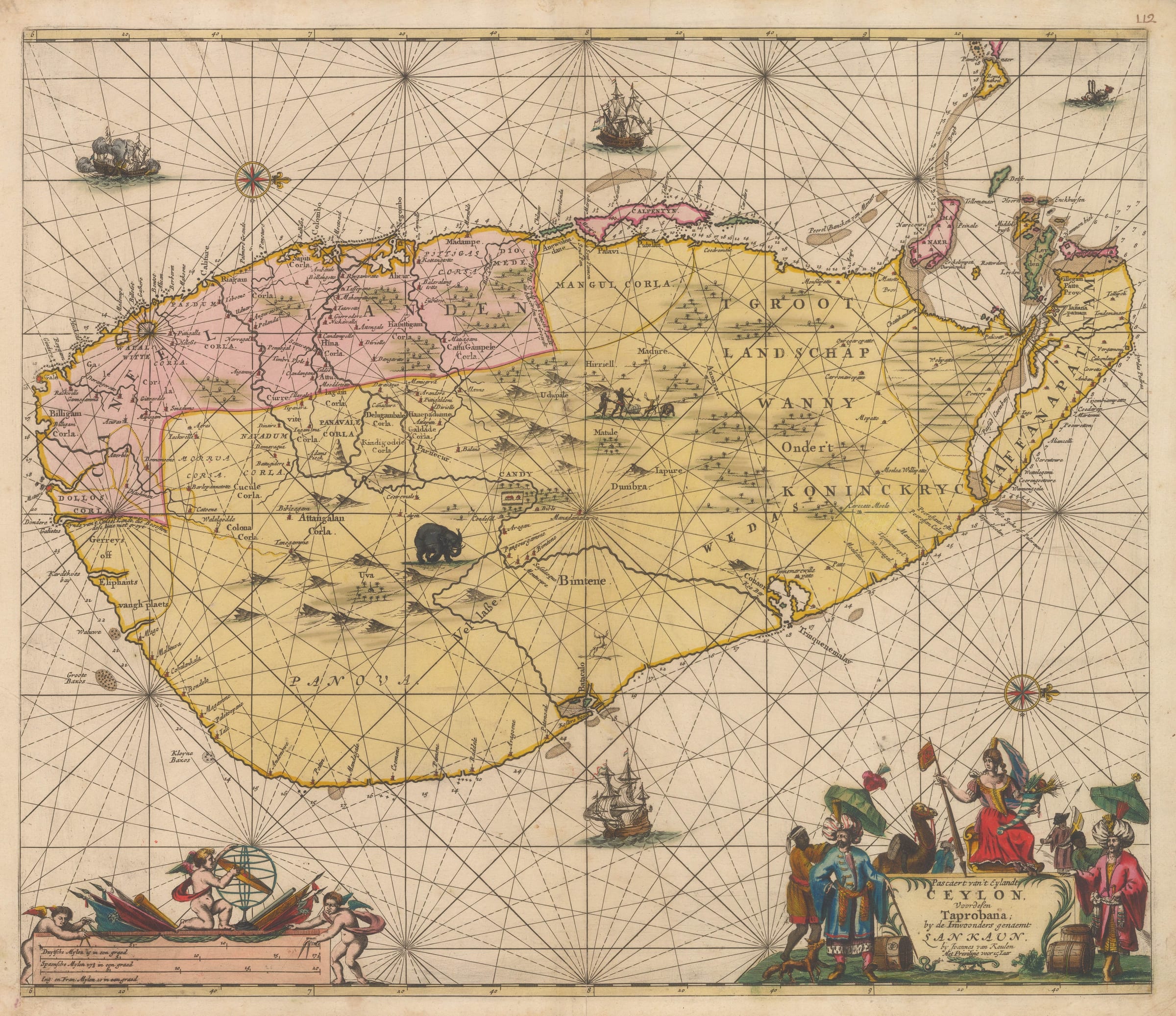 Johannes van Keulen, Magnificent Dutch sea chart of Sri Lanka (Ceylon ...