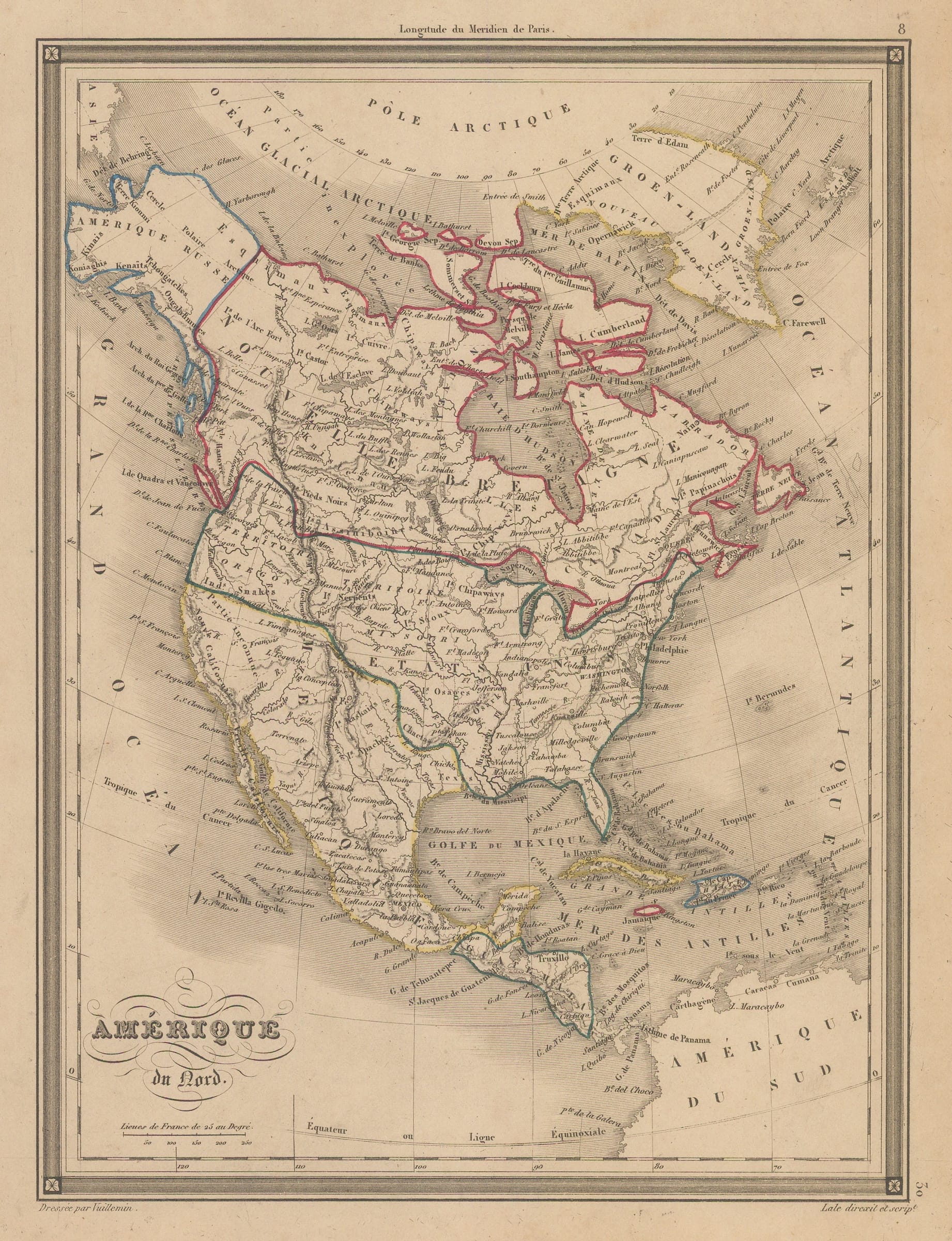 Alexandre Vuillemin, North America, 1840 c. | The Map House