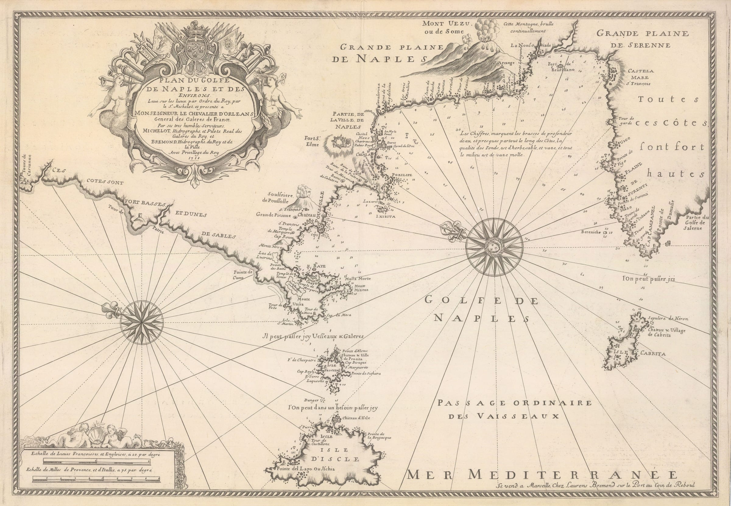 Henri Michelot and Laurent Brémond, Chart of the Gulf of Naples with ...
