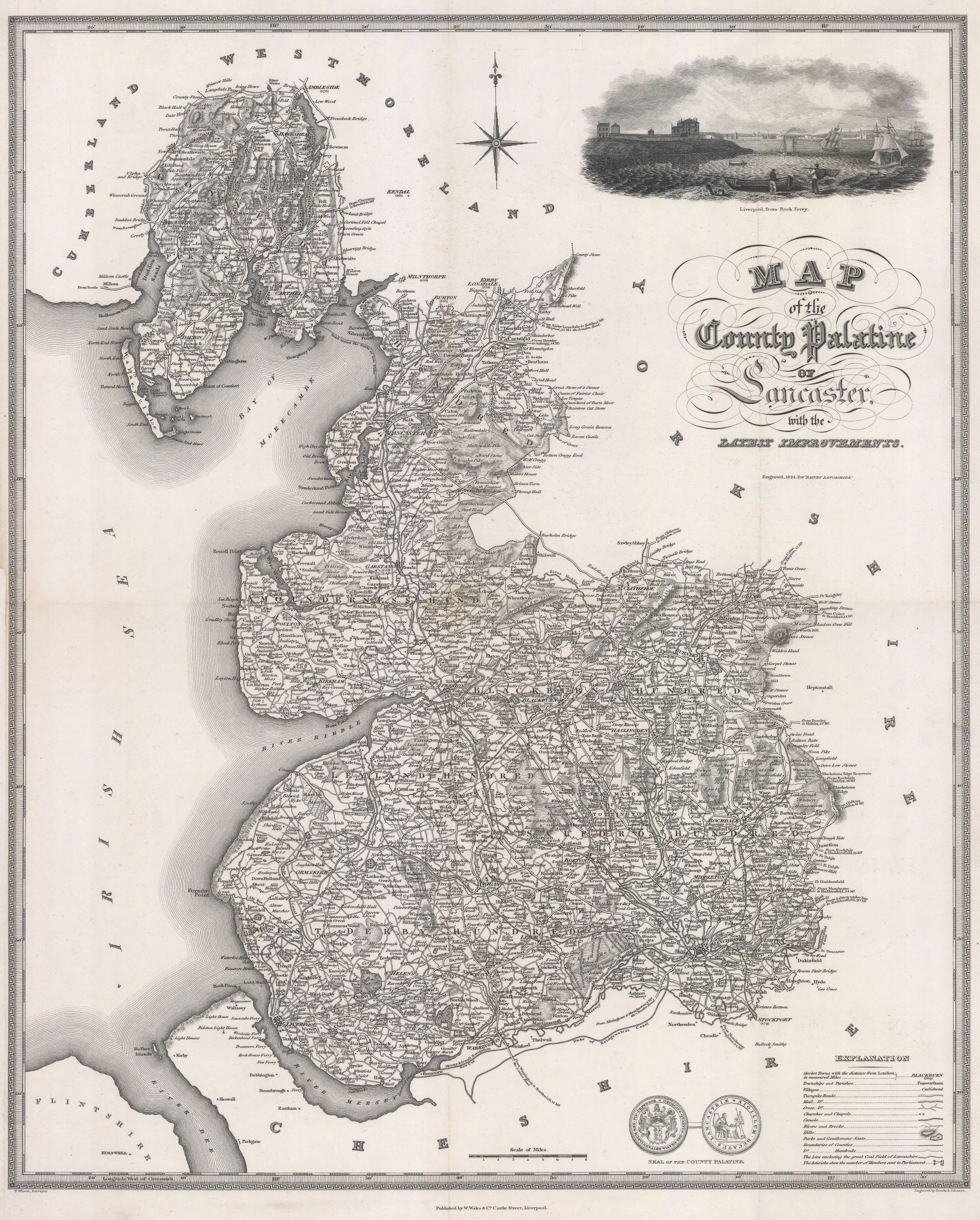 Edward Baines, Map of the County Palatine of Lancashire with the Latest ...