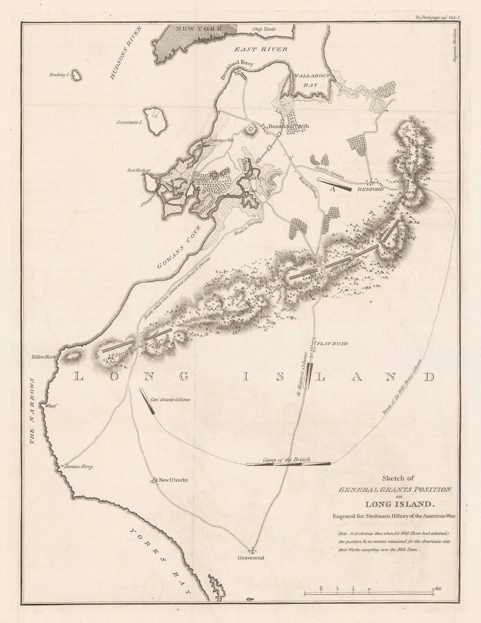 Charles Stedman, Sketch of General Grants Position on Long Island, 1793 ...