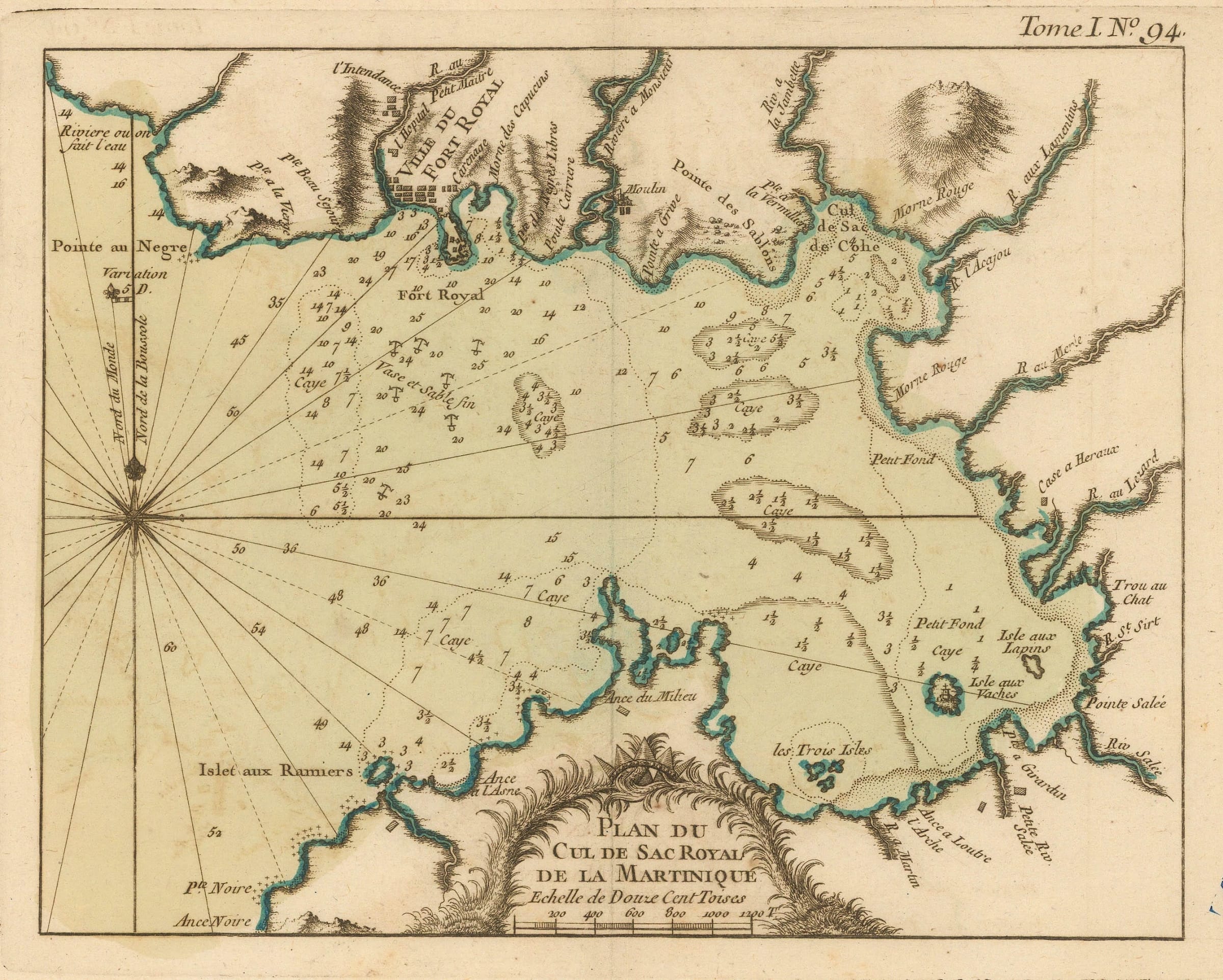 Jacques-Nicolas Bellin, Fort-de-France, Martinique, 1764 | The Map House