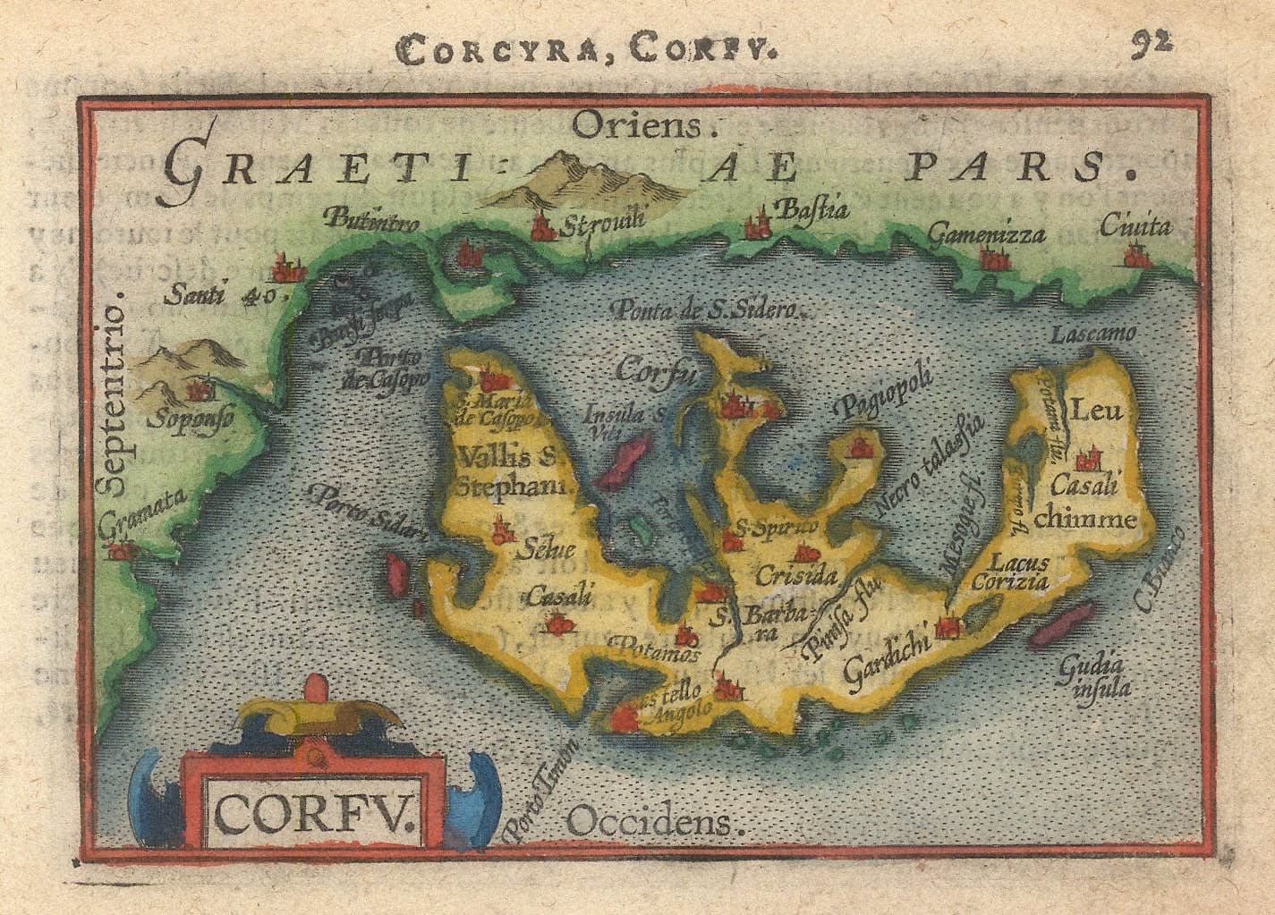 Abraham Ortelius, Corcyra, Corfu, 1601 | The Map House