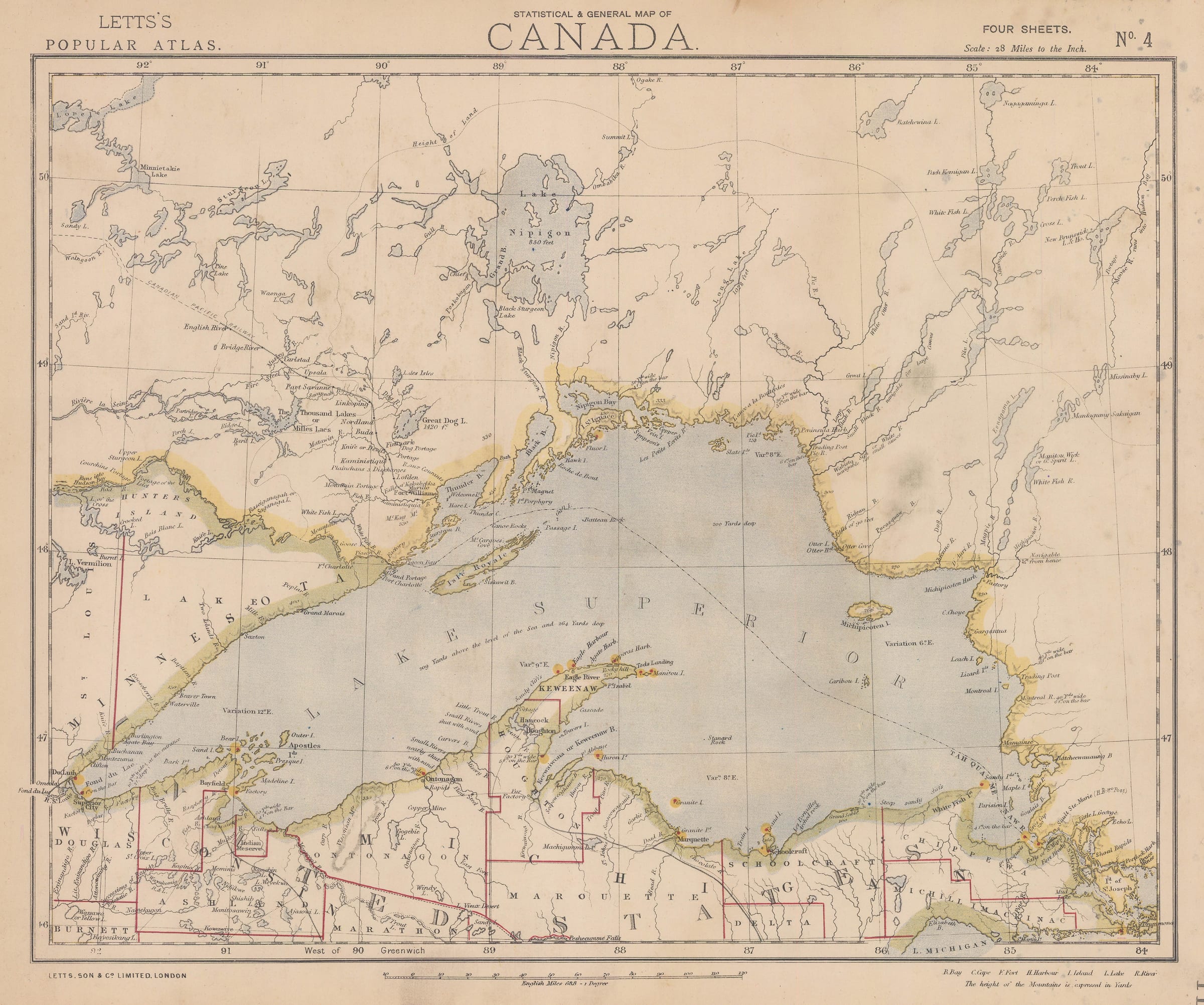 Letts & Son, Lake Superior, 1889 | The Map House