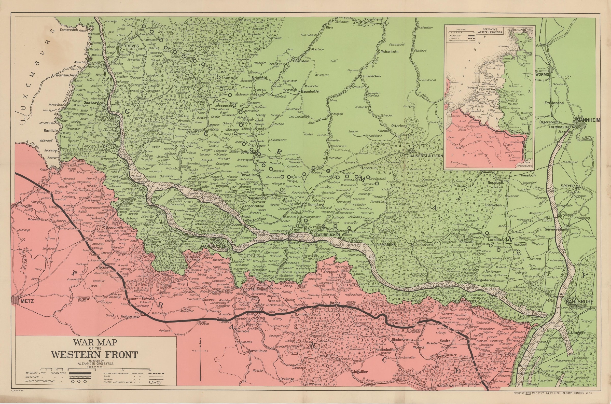 Alexander Gross, War Map of the Western Front, 1940 c. | The Map House