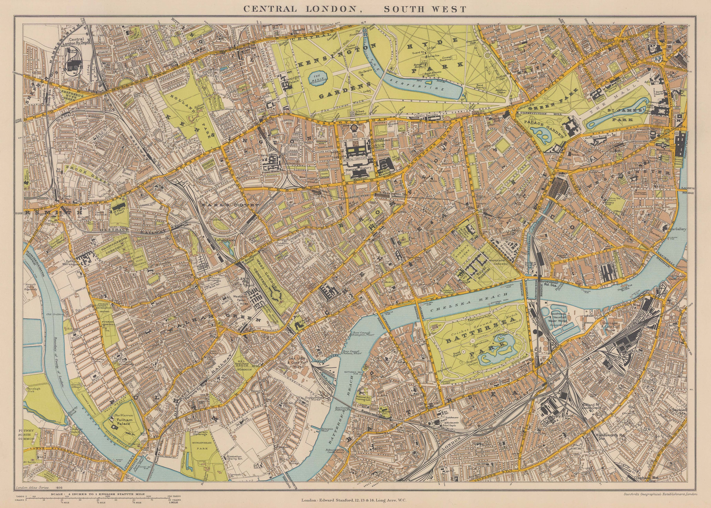 Edward Stanford, Central London, South West, 1904 | The Map House
