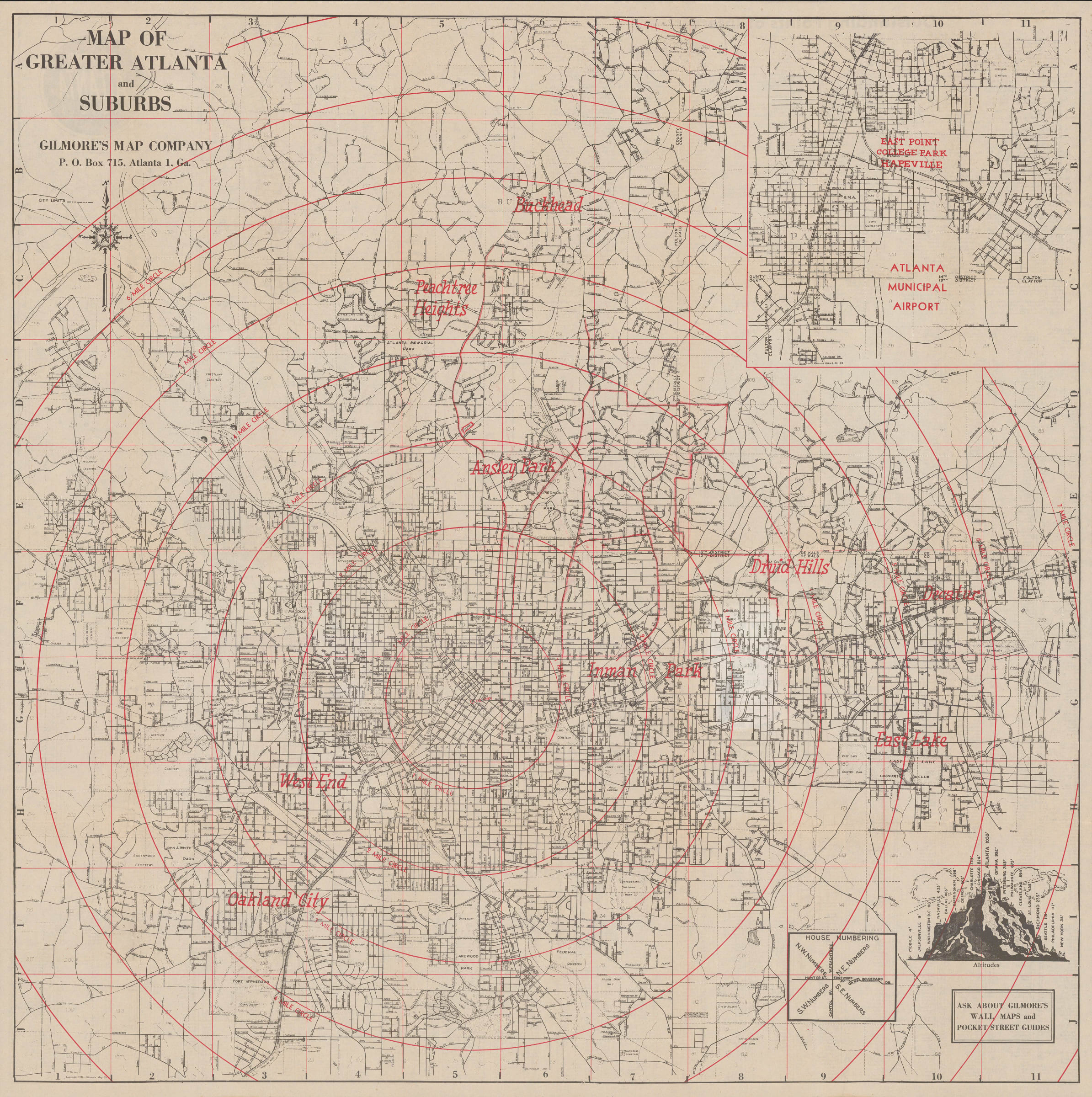 Gilmore Map Company, Atlanta, 1953 | The Map House