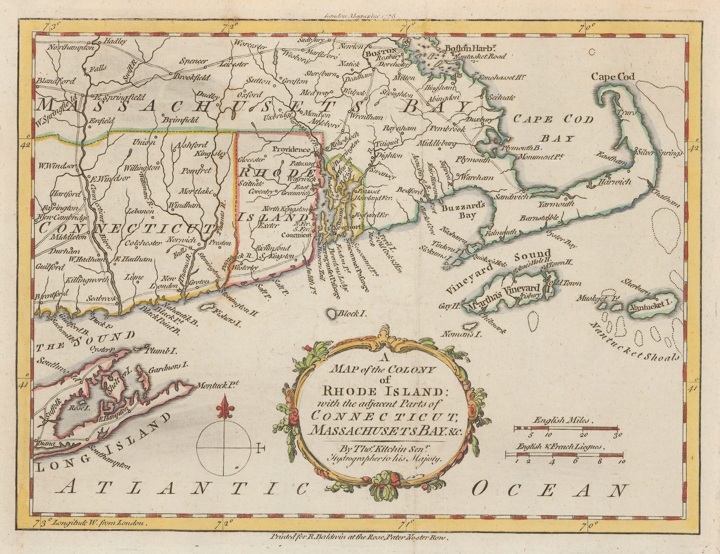 London Magazine, Battle of Rhode Island, 1778 | The Map House