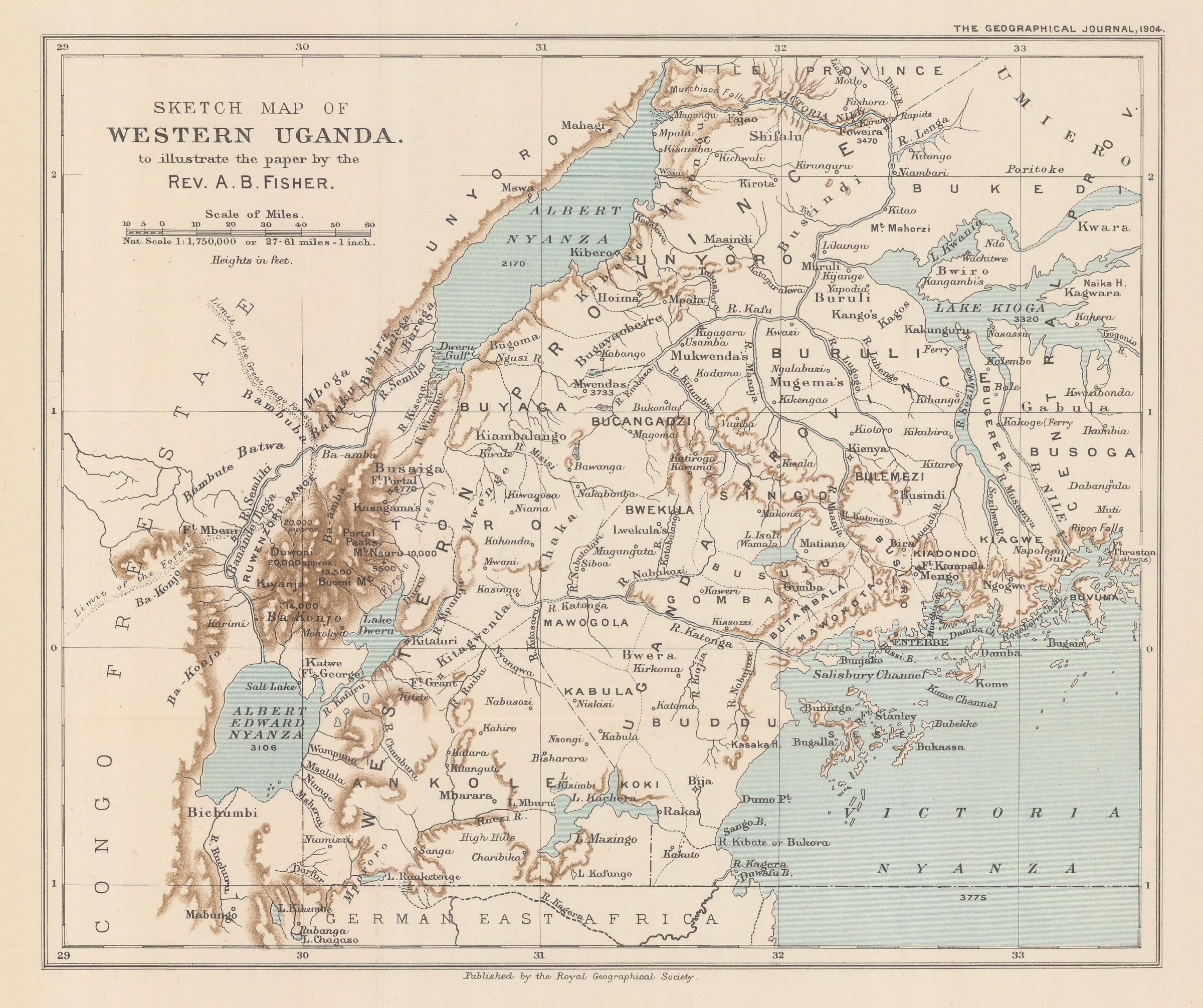 Royal Geographical Society (RGS), Sketch Map of Western Uganda, 1904 ...