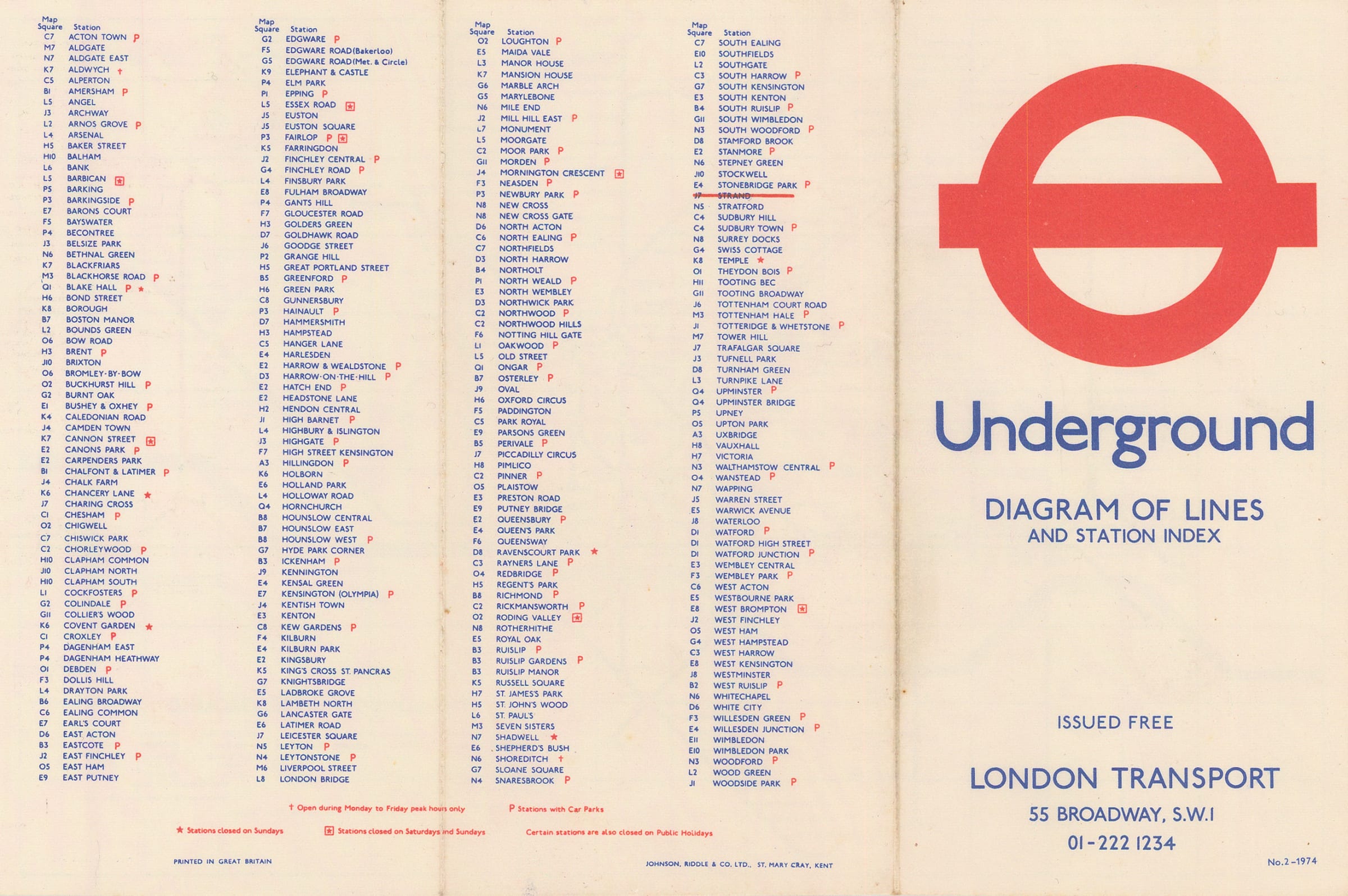 Paul E. Garbutt, London Underground Map, 1974 | The Map House