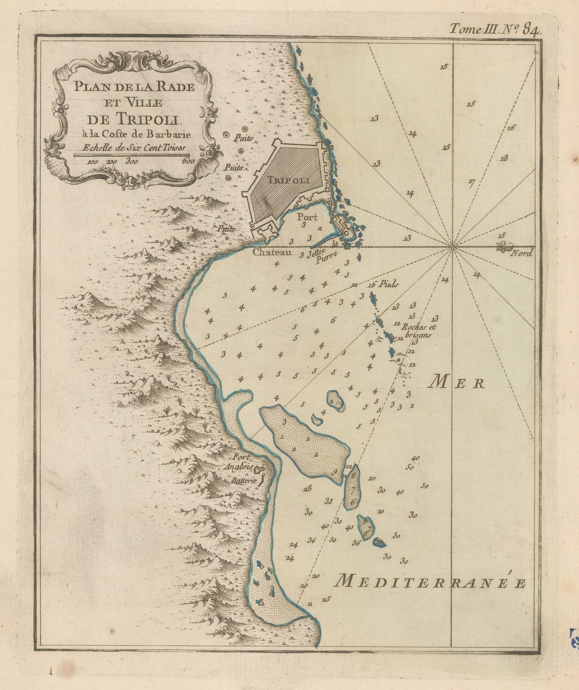 Jacques-Nicolas Bellin, Chart of Tripoli harbour, 1764 | The Map House