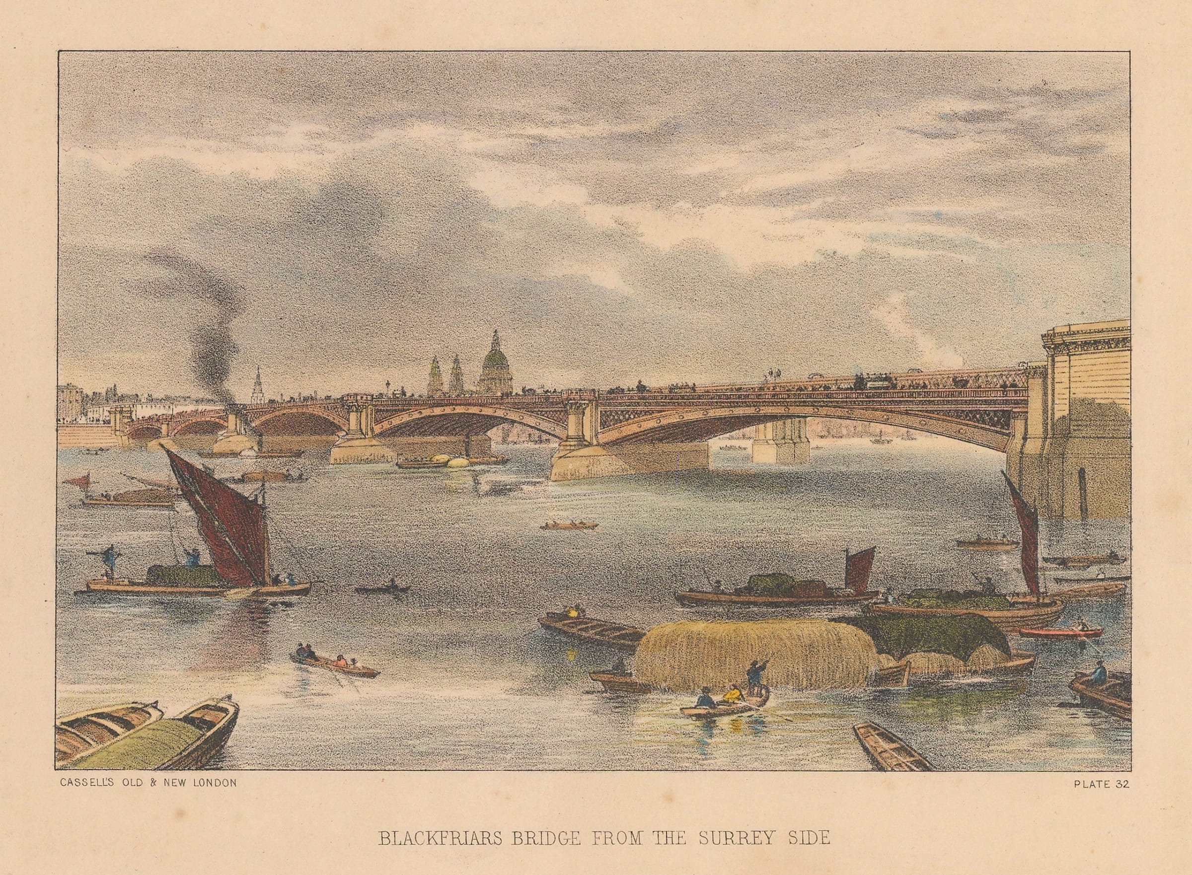 John Cassell, London - Blackfriars Bridge, 1883 c. | The Map House