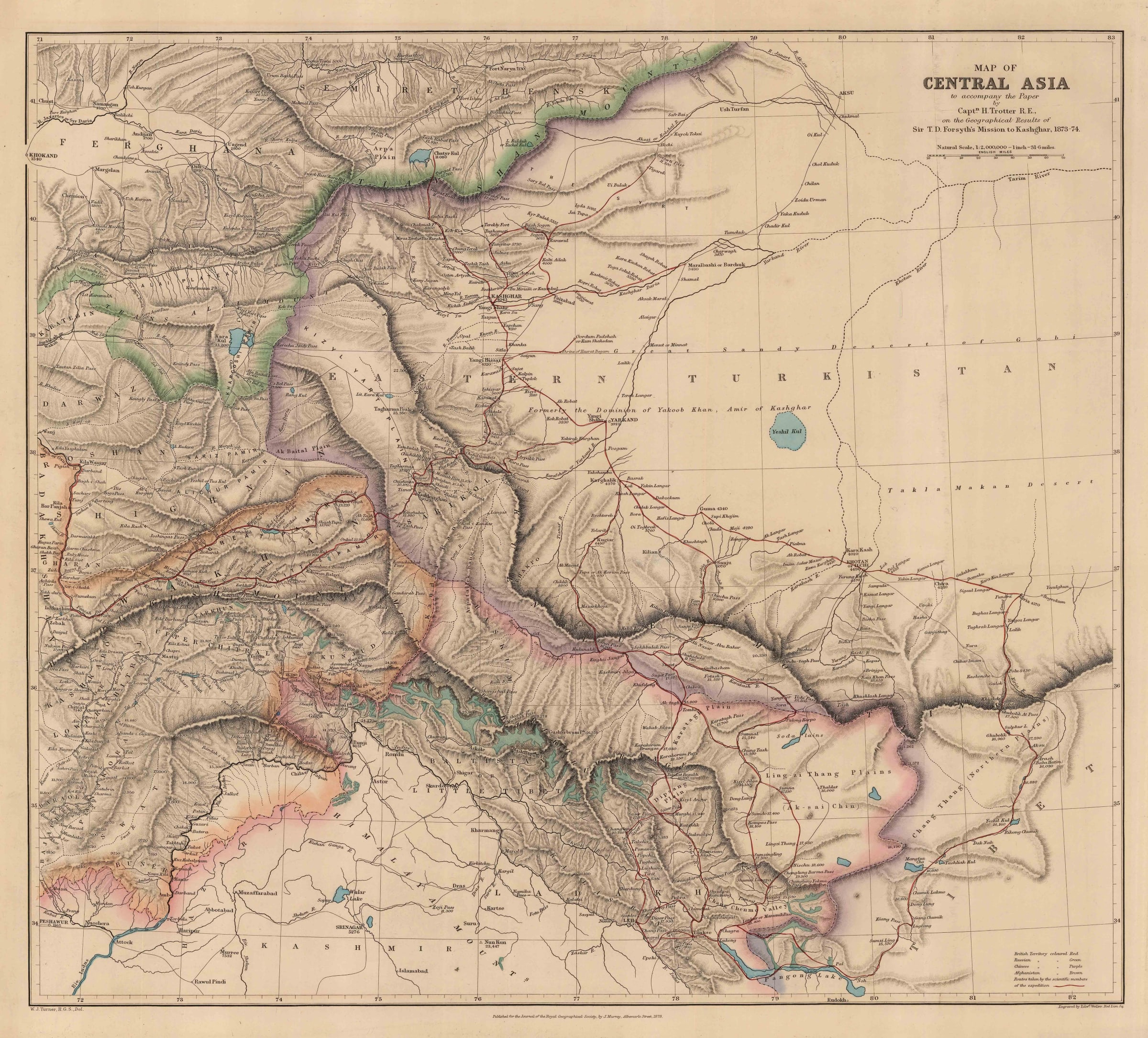 Royal Geographical Society (RGS), Map of Central Asia, 1878 | The Map House