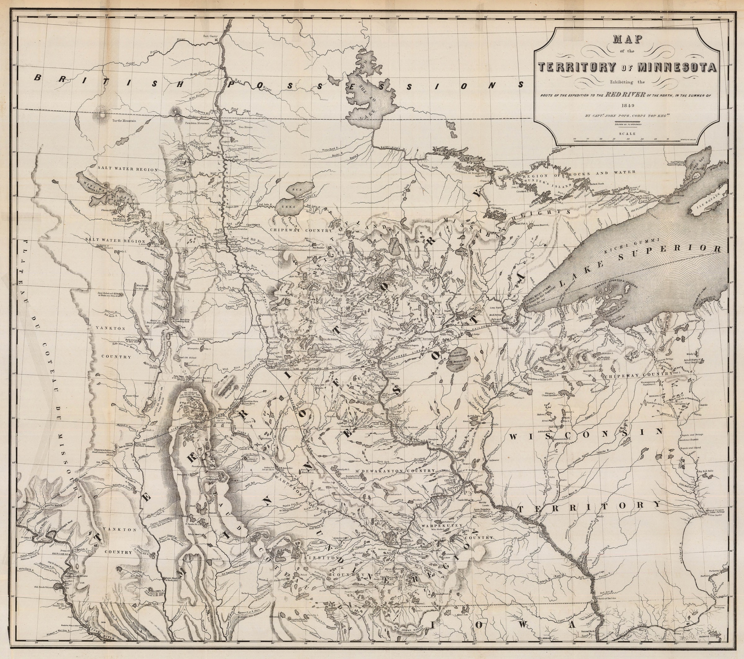 Capt. John B. Pope, Map of the Territory of Minnesota, 1849 | The Map House