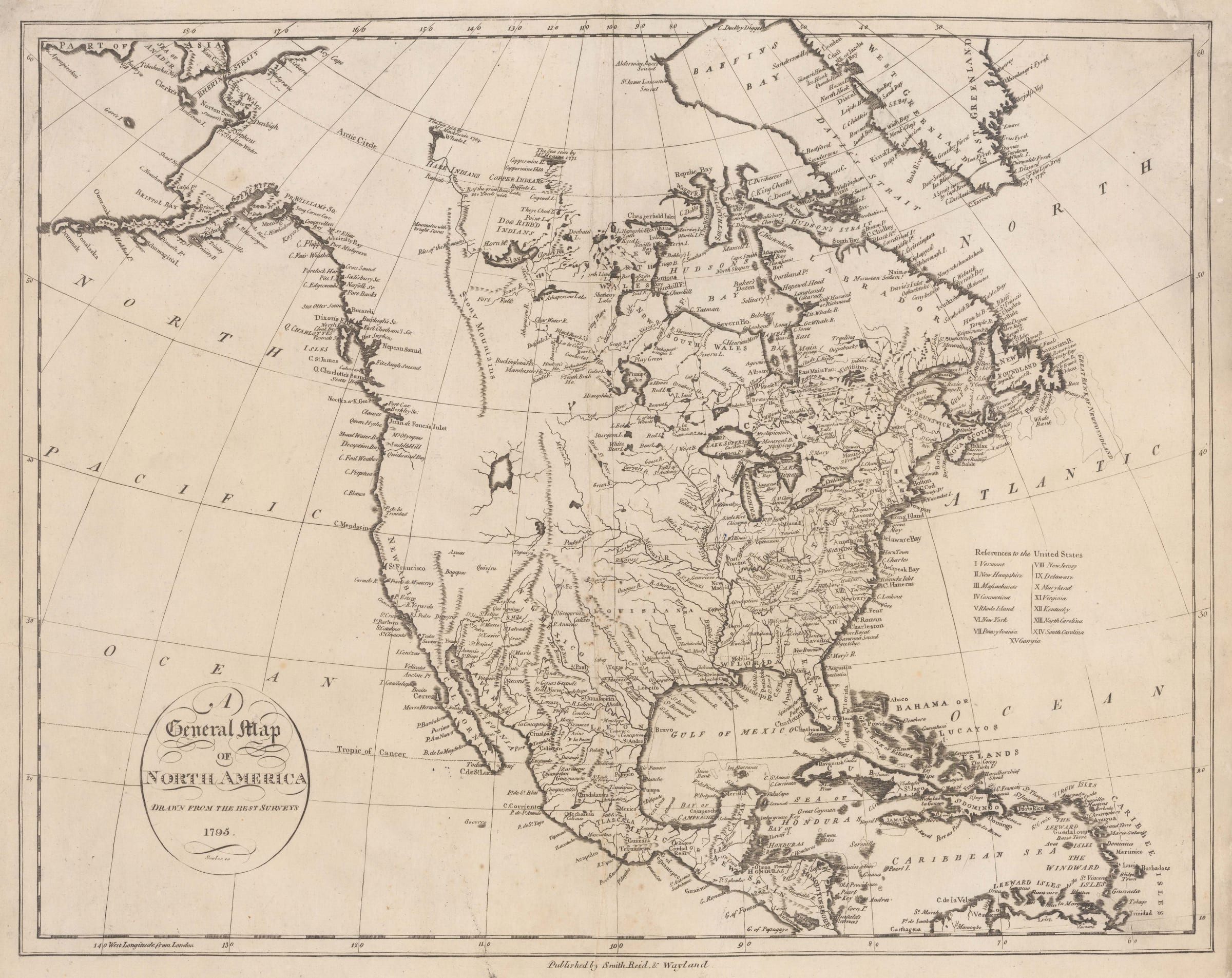 John Reid, A General Map of North America drawn from the Best Surveys ...