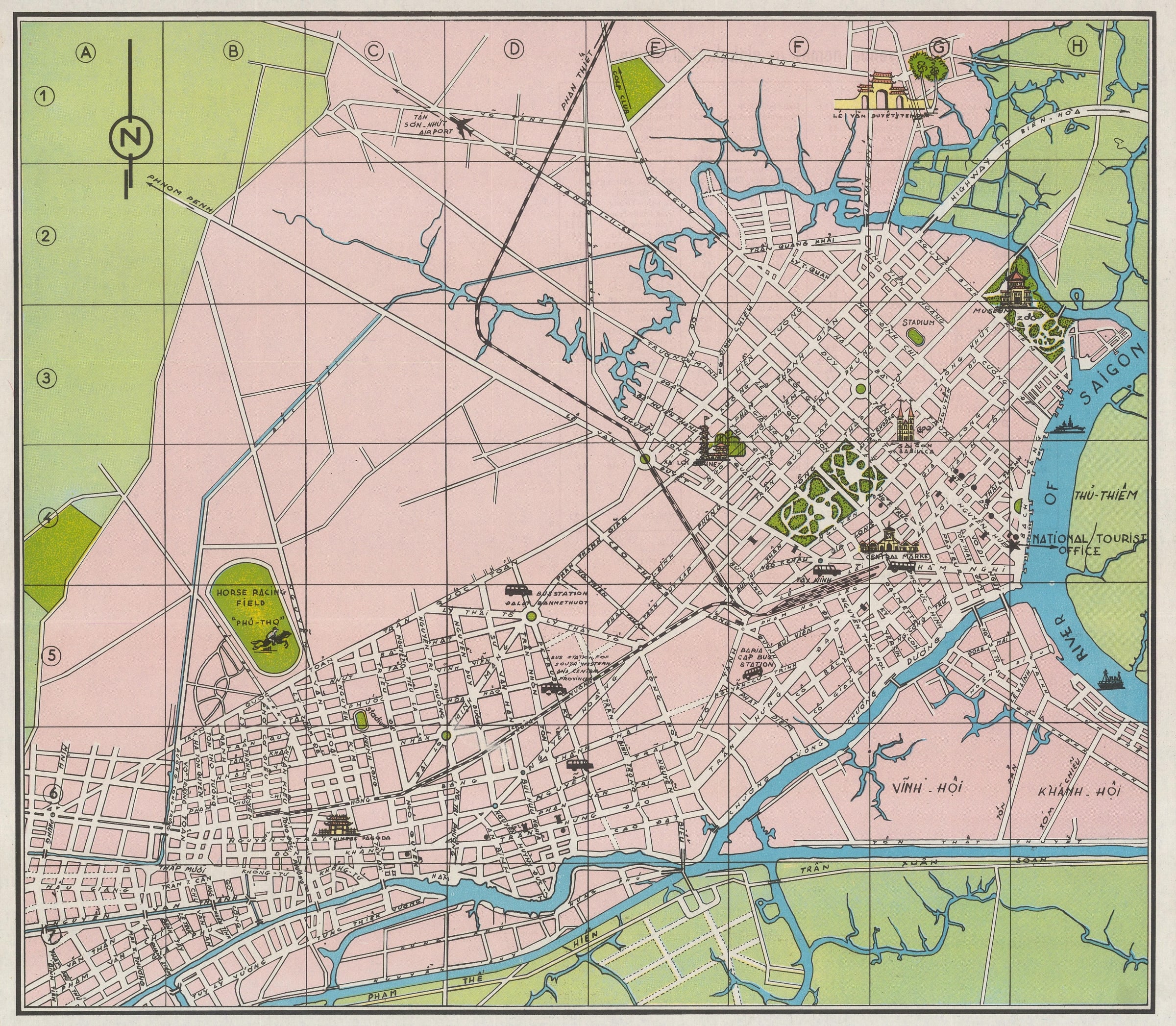 Vietnam Tourist Off., Ho Chi Minh City (Saigon), 1964 | The Map House