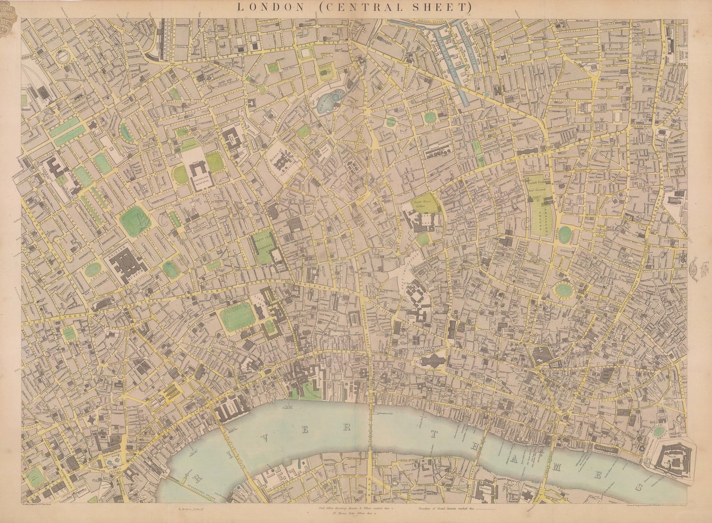 Edward Weller, Map of London (Central Sheet), 1863 | The Map House