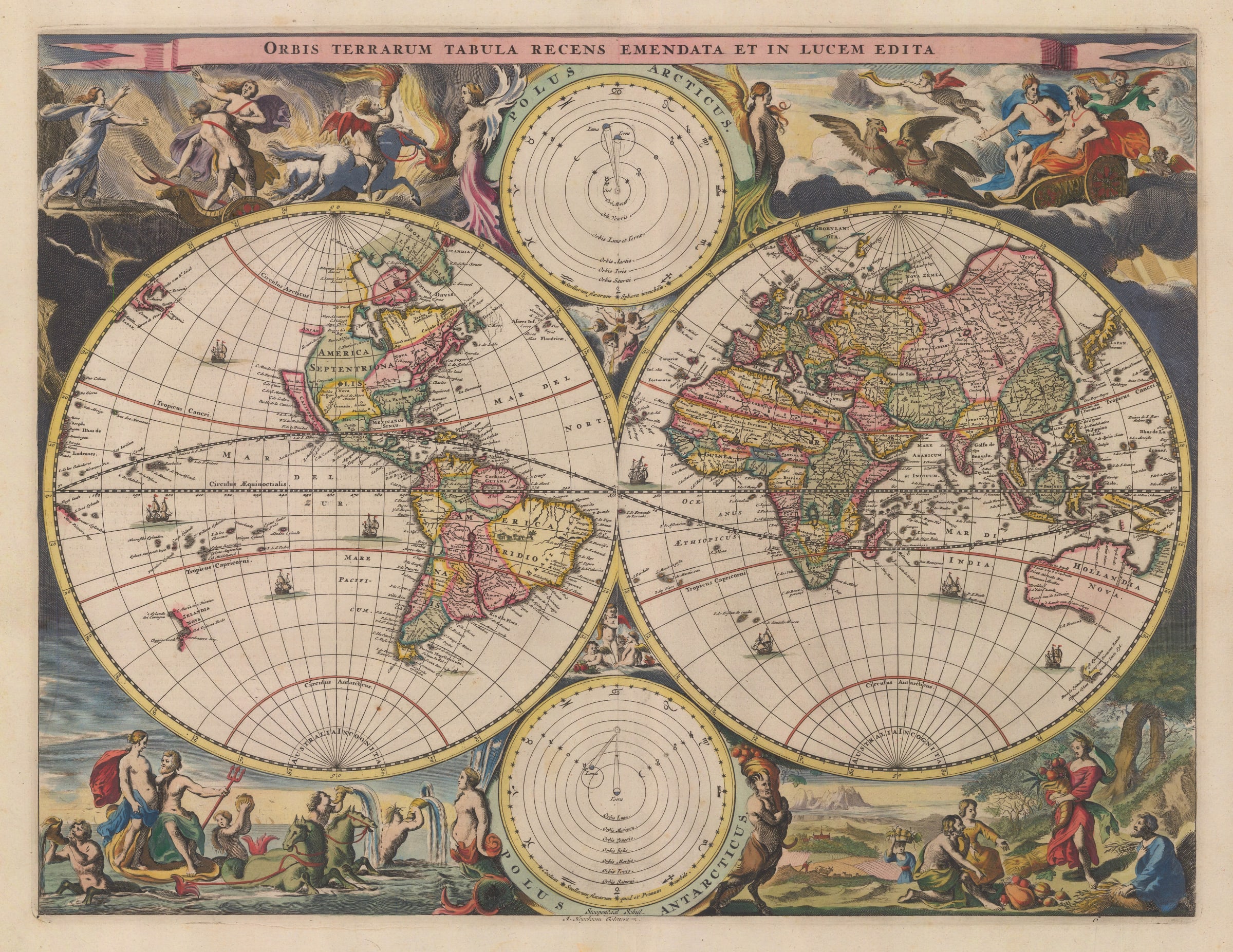 Jacob & Hendrik Keur, Double Hemisphere World Map, 1702 | The Map House